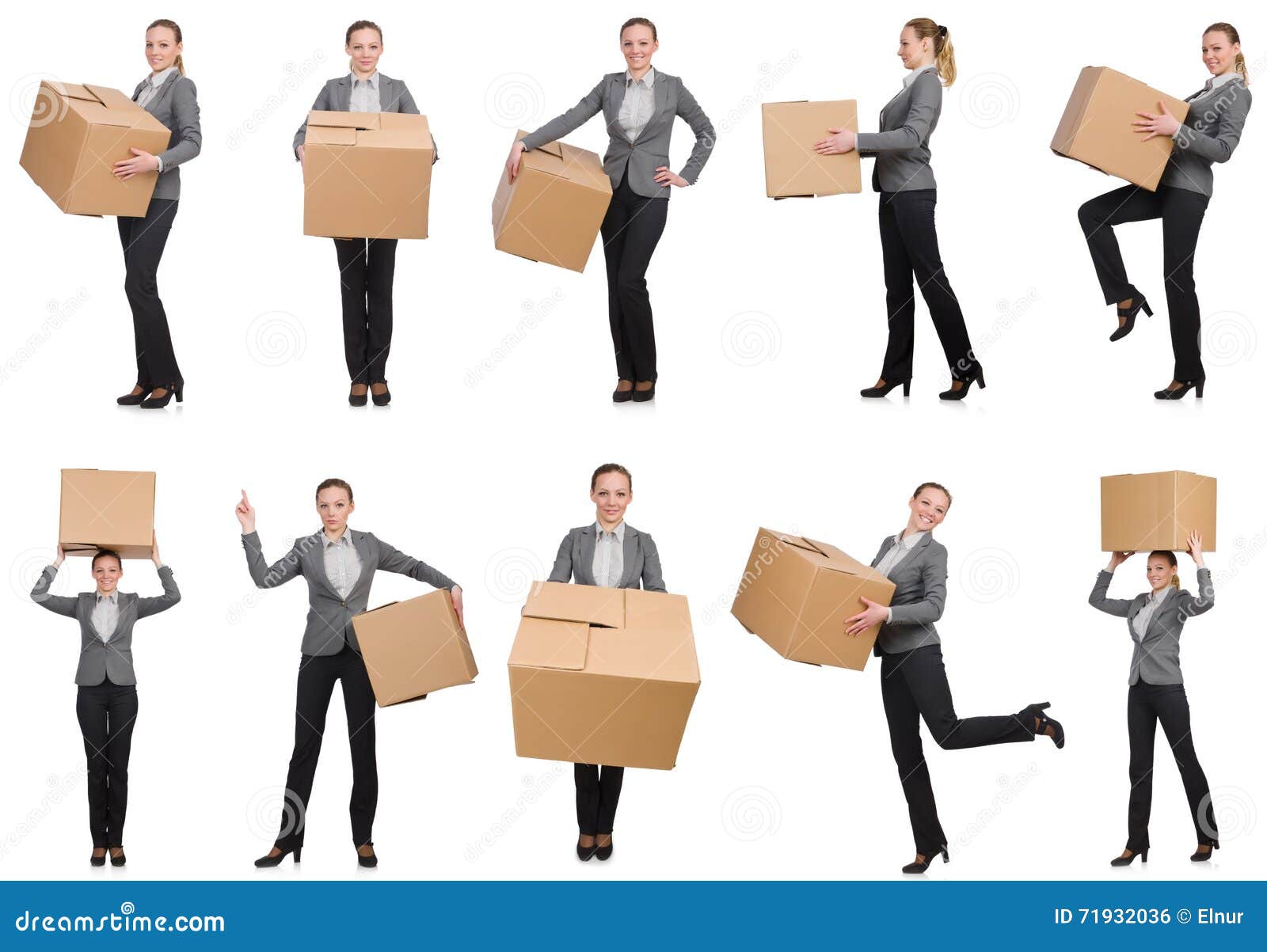 The Composite Image of Woman with Boxes on White Stock Photo - Image of ...