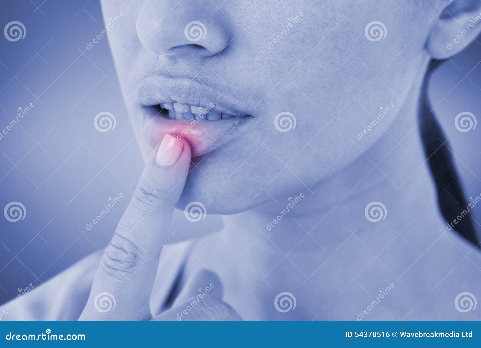 Composite Image of Woman Pointing Her Lip Stock Photo - Image of cute ...
