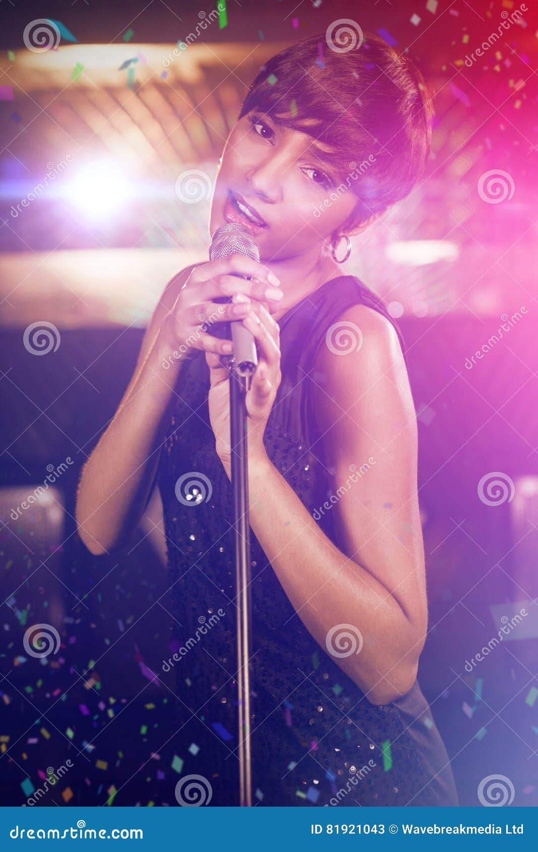 Composite Image of Woman Singing in Bar Stock Image - Image of leisure ...