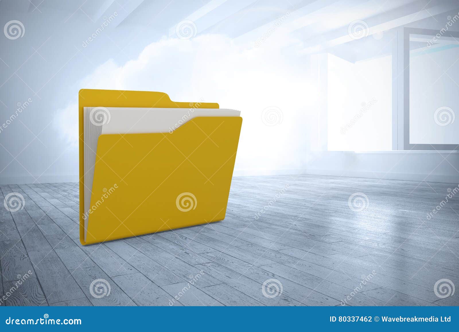 Composite Image of Yellow Folder with Document Stock Illustration ...
