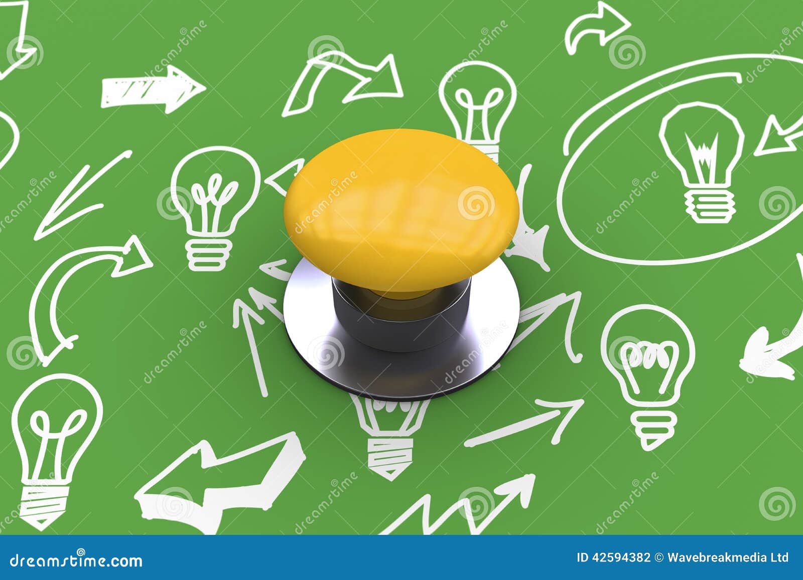 Yellow Push Pin Icon, Realistic Style Cartoon Vector | CartoonDealer ...