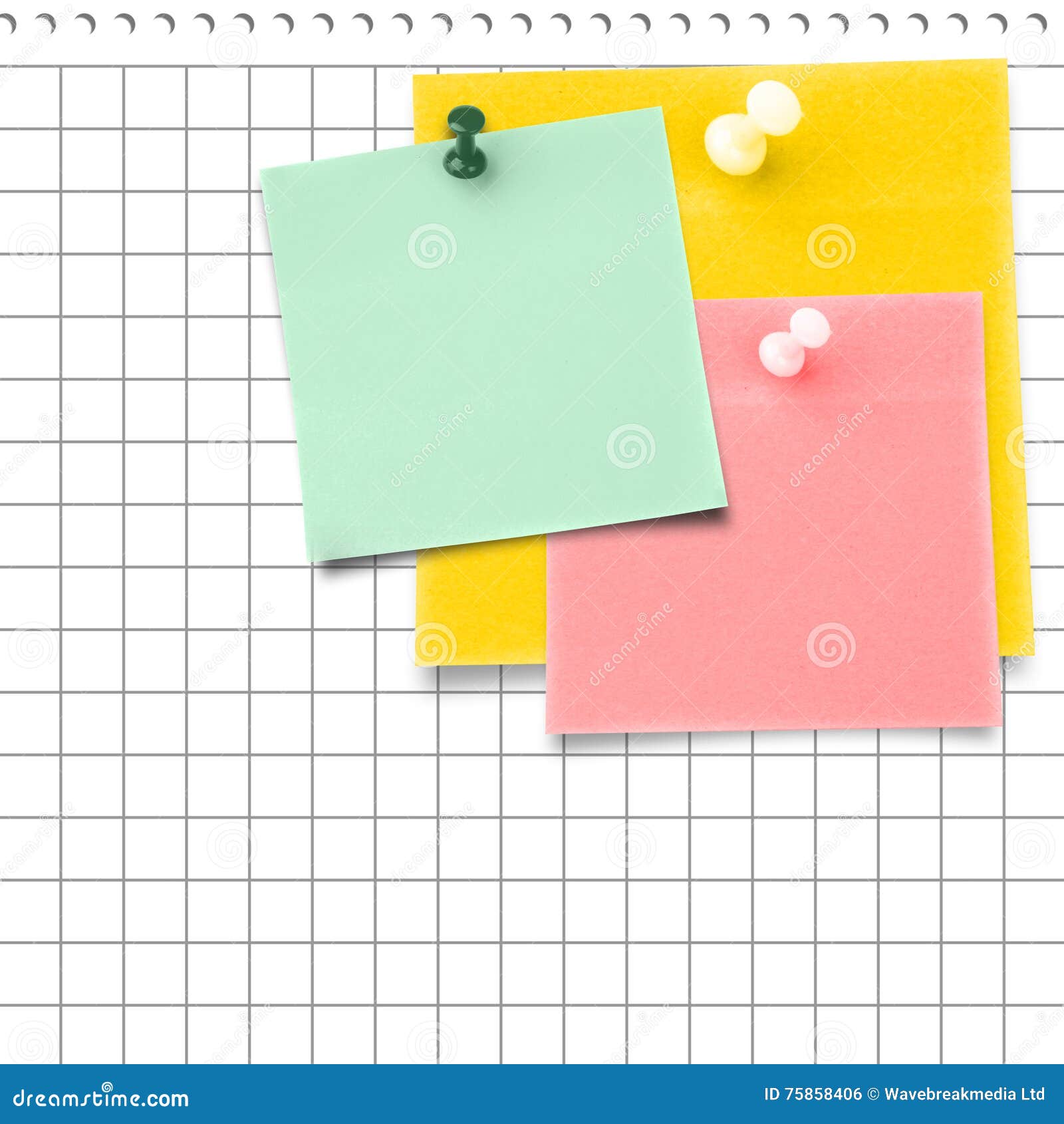 Composite Image of Yellow Sticky Note with Thumbtack Stock Photo ...