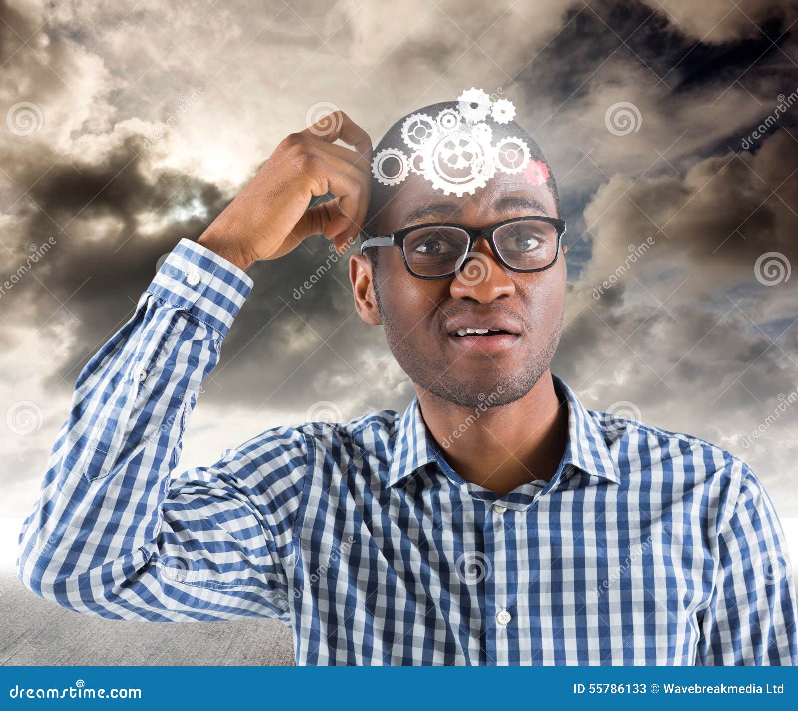 Composite Image of Young Businessman Thinking Scratching Head Stock ...