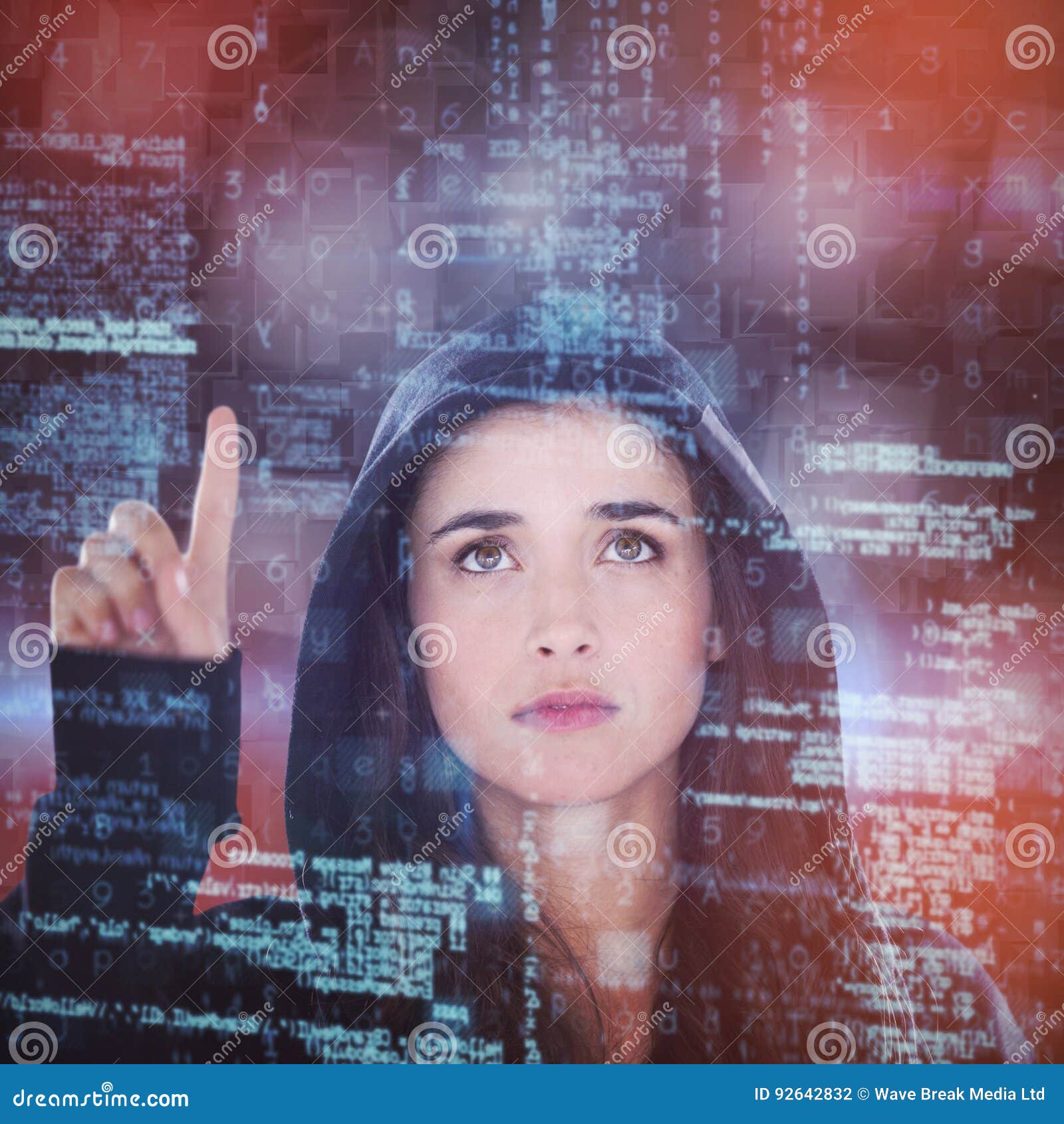 Composite Image of Young Female Hacker Using Digital Screen Stock Photo ...