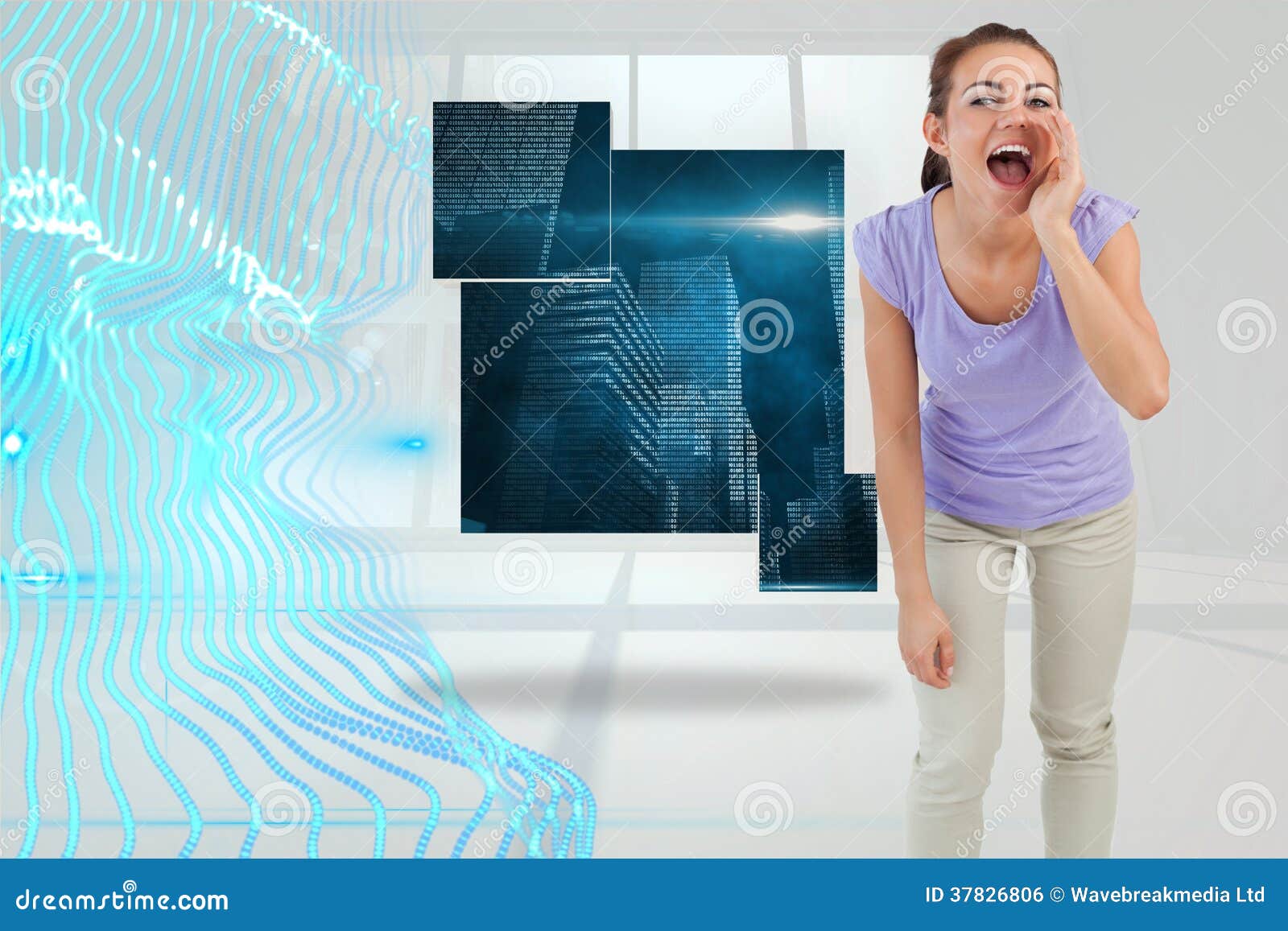 Composite Image of Young Female Shouting Stock Photo - Image of design ...