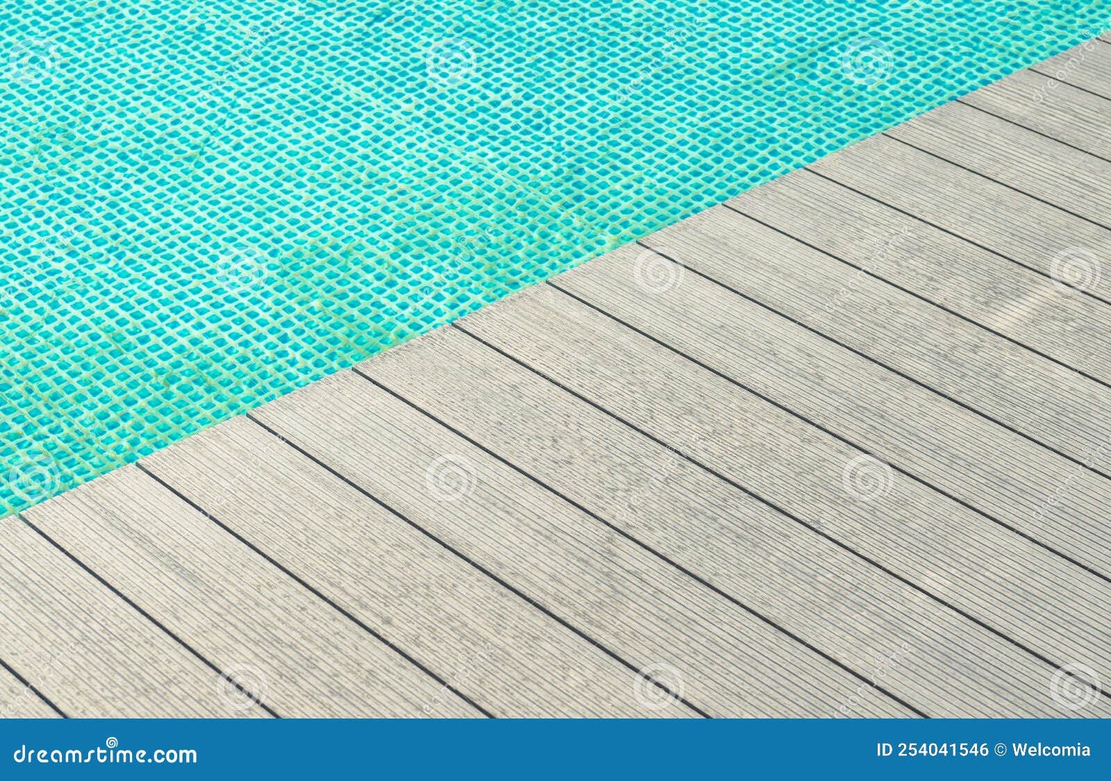 Composite Made Swimming Pool Front Deck Stock Photo - Image of decking ...