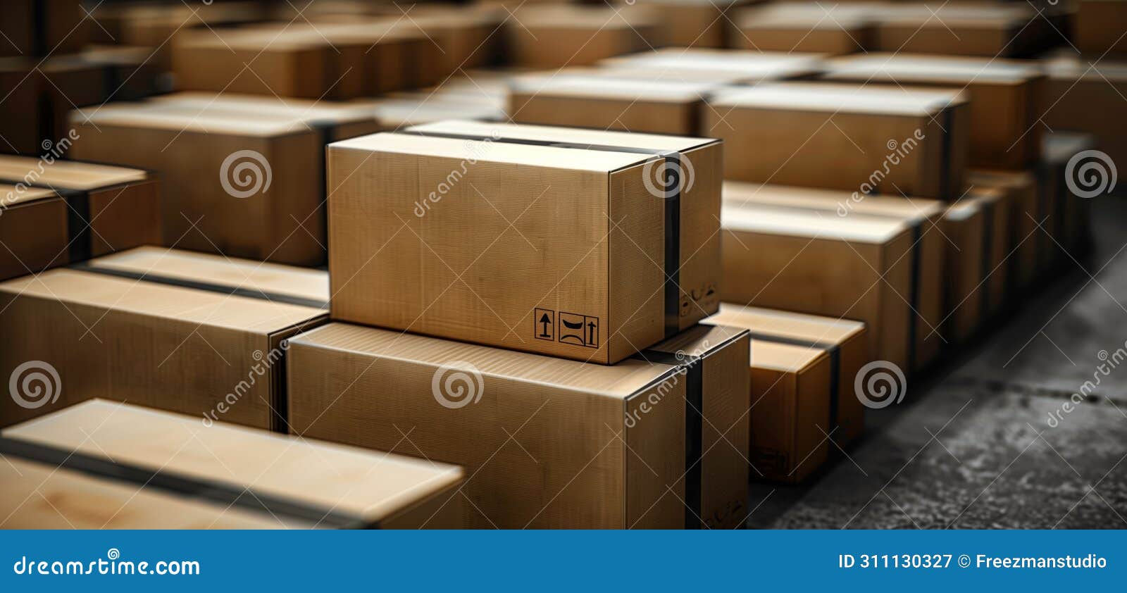 Composite Material Boxes Stacked in Warehouse Building Stock Image ...