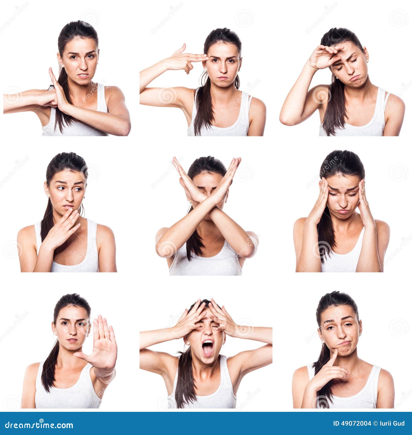 Composite Of Negative Emotions And Gestures With Girl Stock Photo ...
