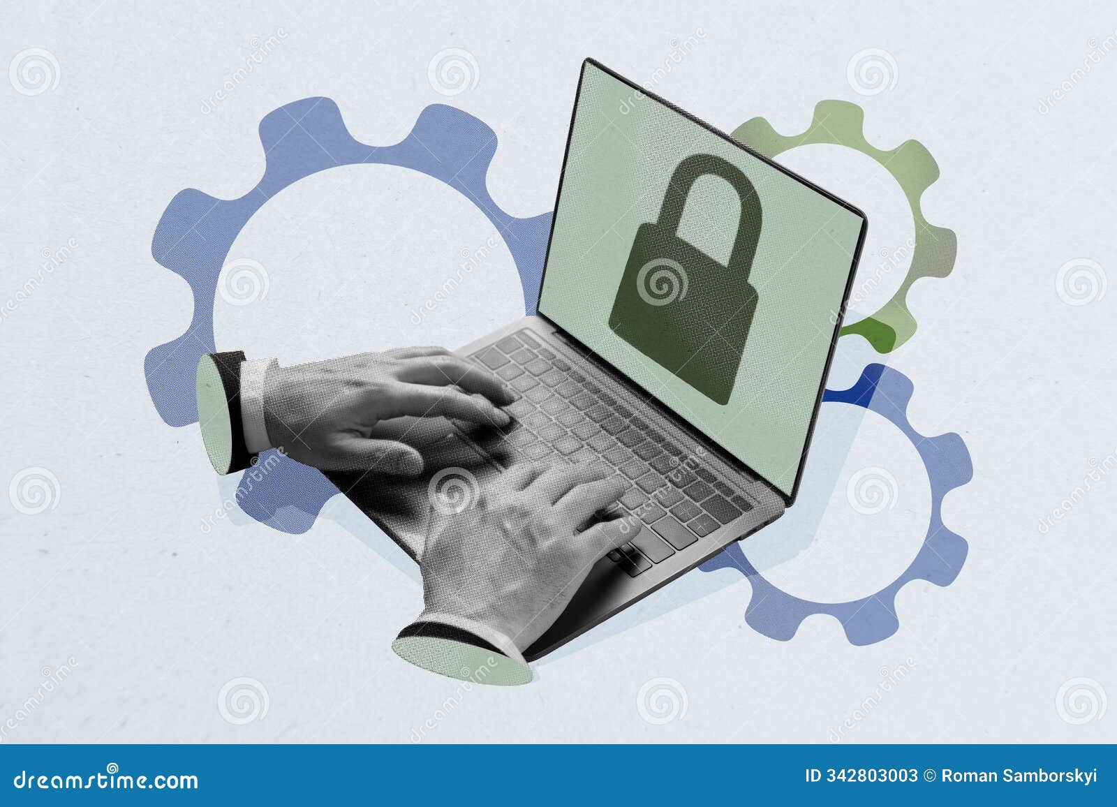 Composite Photo Collage of Hacker Hands Type Blocked Password Lock ...