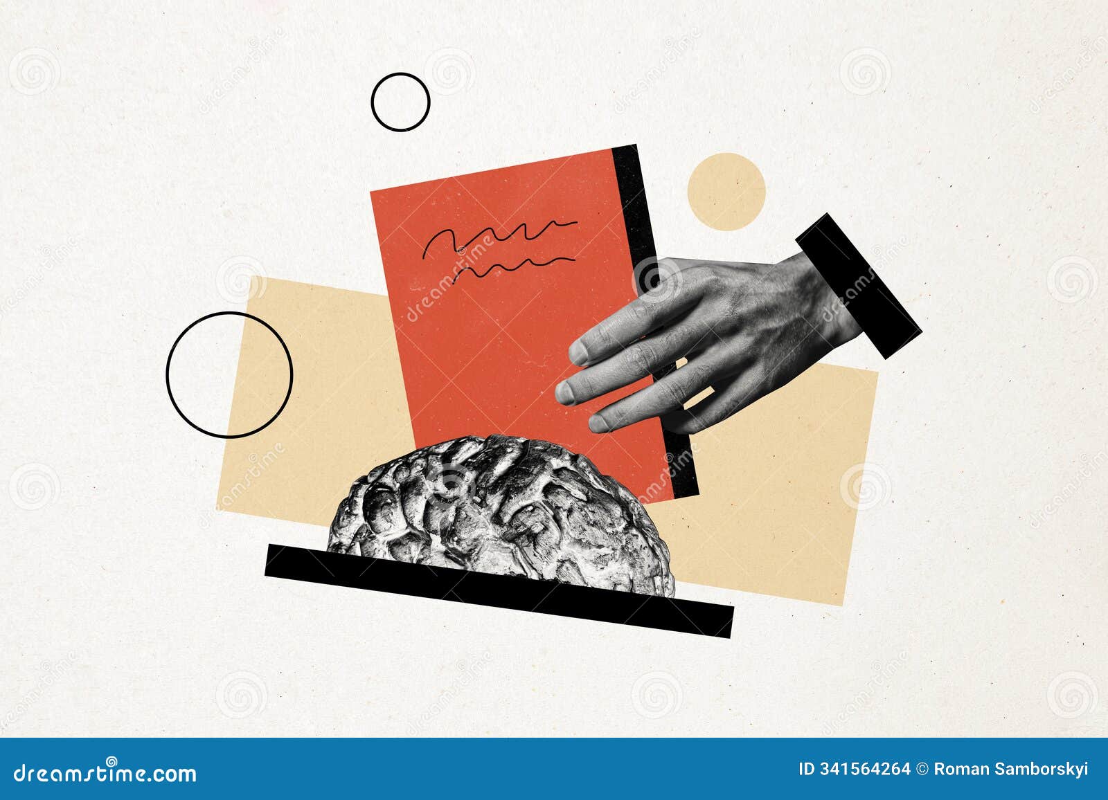 Composite Photo Collage of Hands Hold Book Study Brain Cortex Education ...