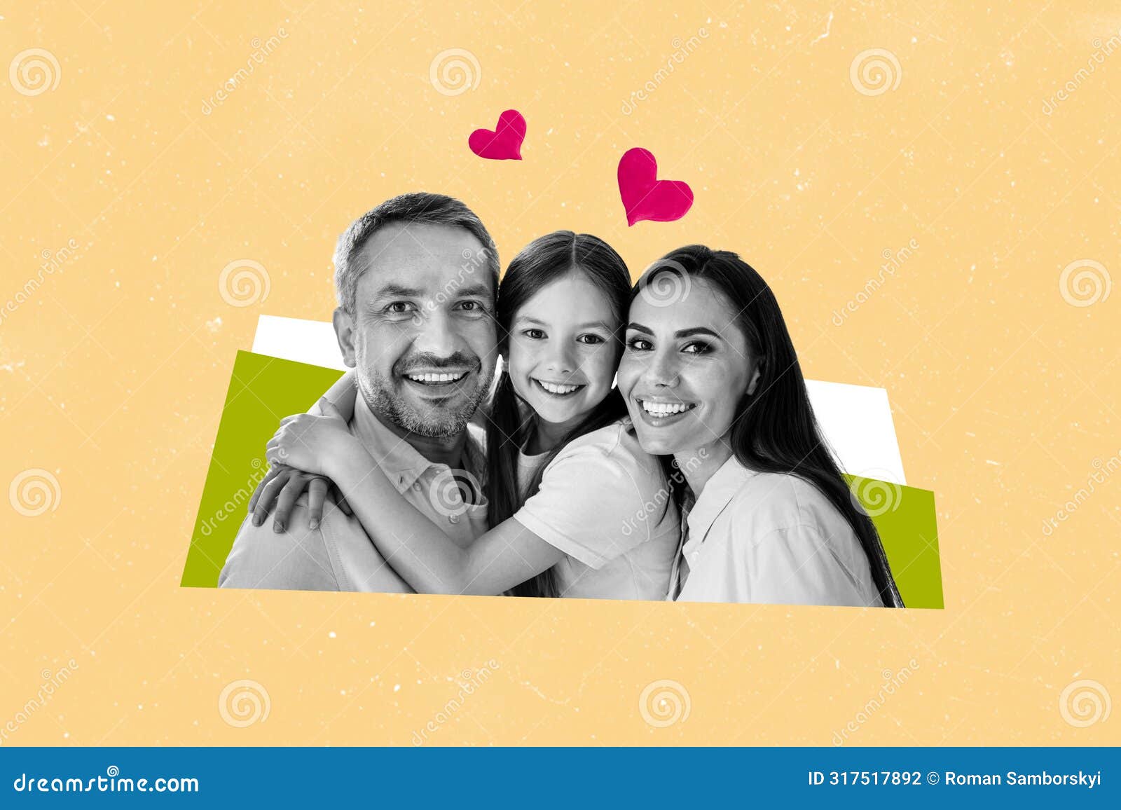 Composite Photo Collage of Happy Family Dad Mom Daughter Cuddle ... Composite Photo Collage of Happy Family Dad Mom Daughter Cuddle ...
