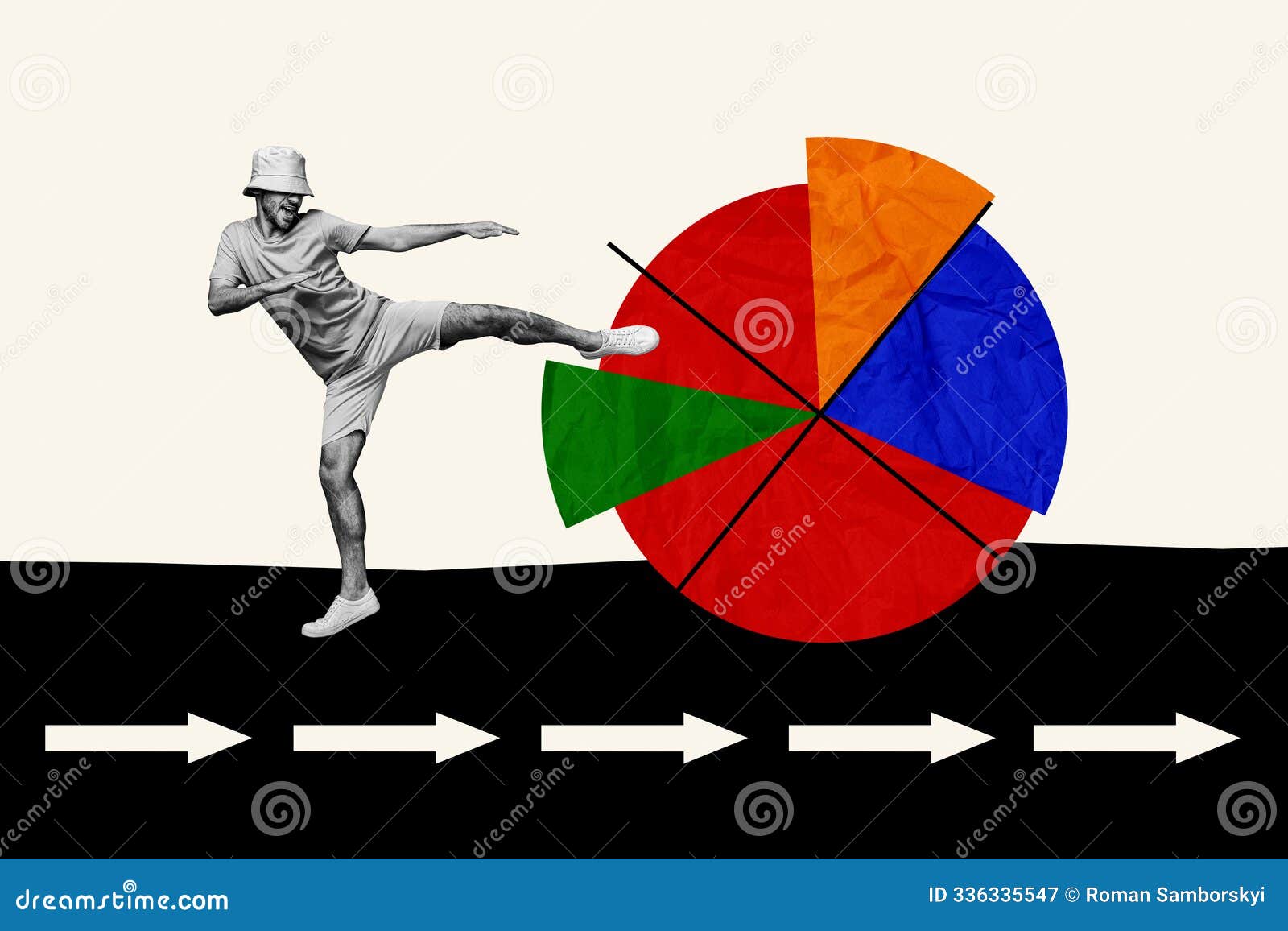 Composite Photo Collage of Happy Guy Kick Diagram Statistics ...