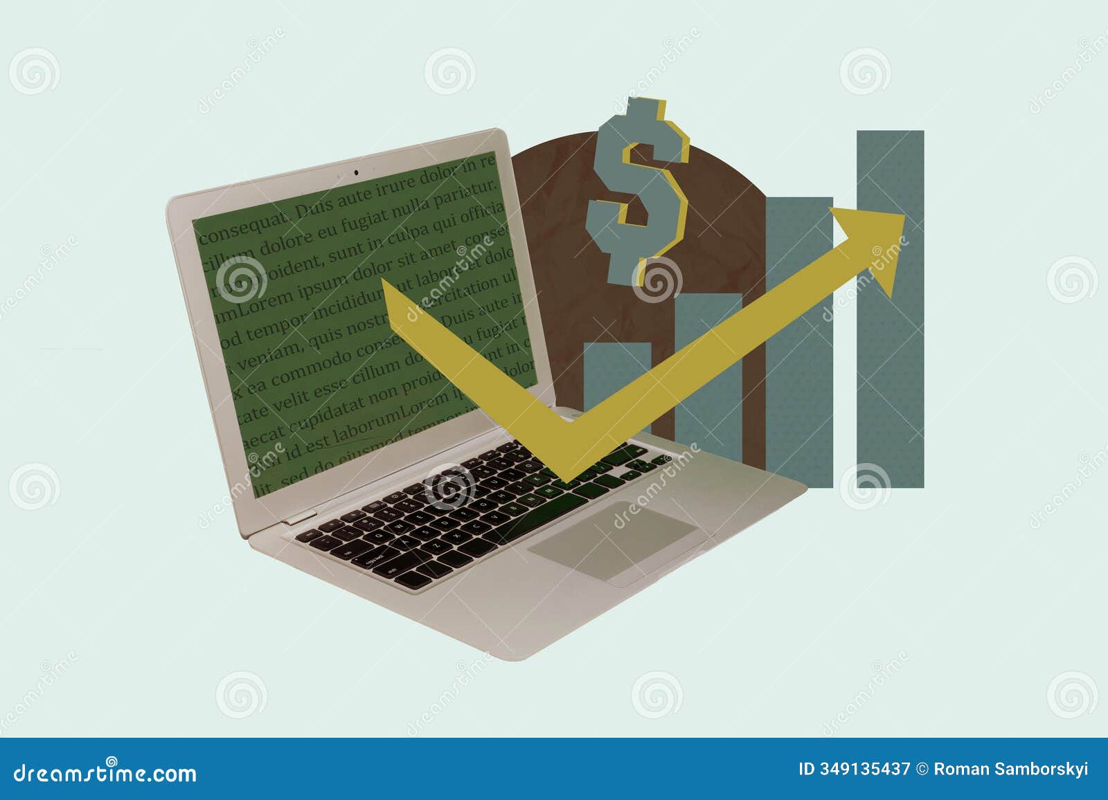 Composite Photo Collage of Laptop Device Success Statistics Chart ...