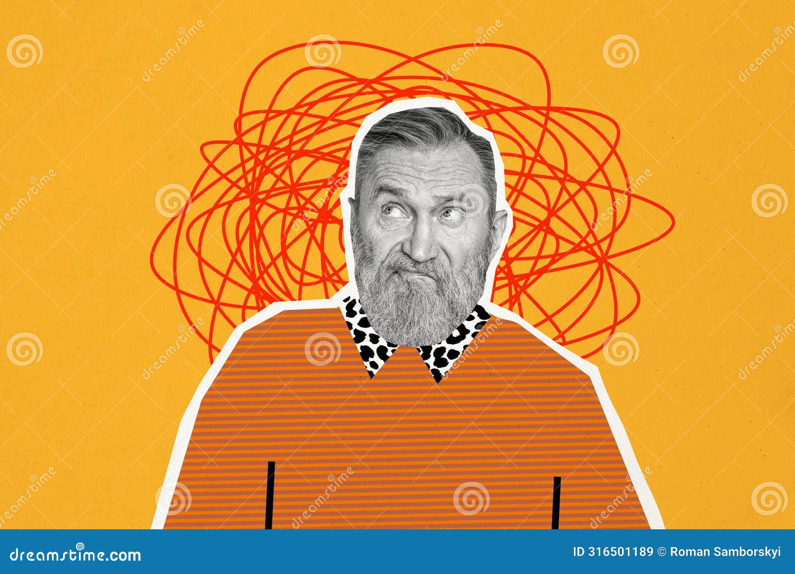 Composite Photo Collage of Old Man Stare Grimace Dissatisfied ...