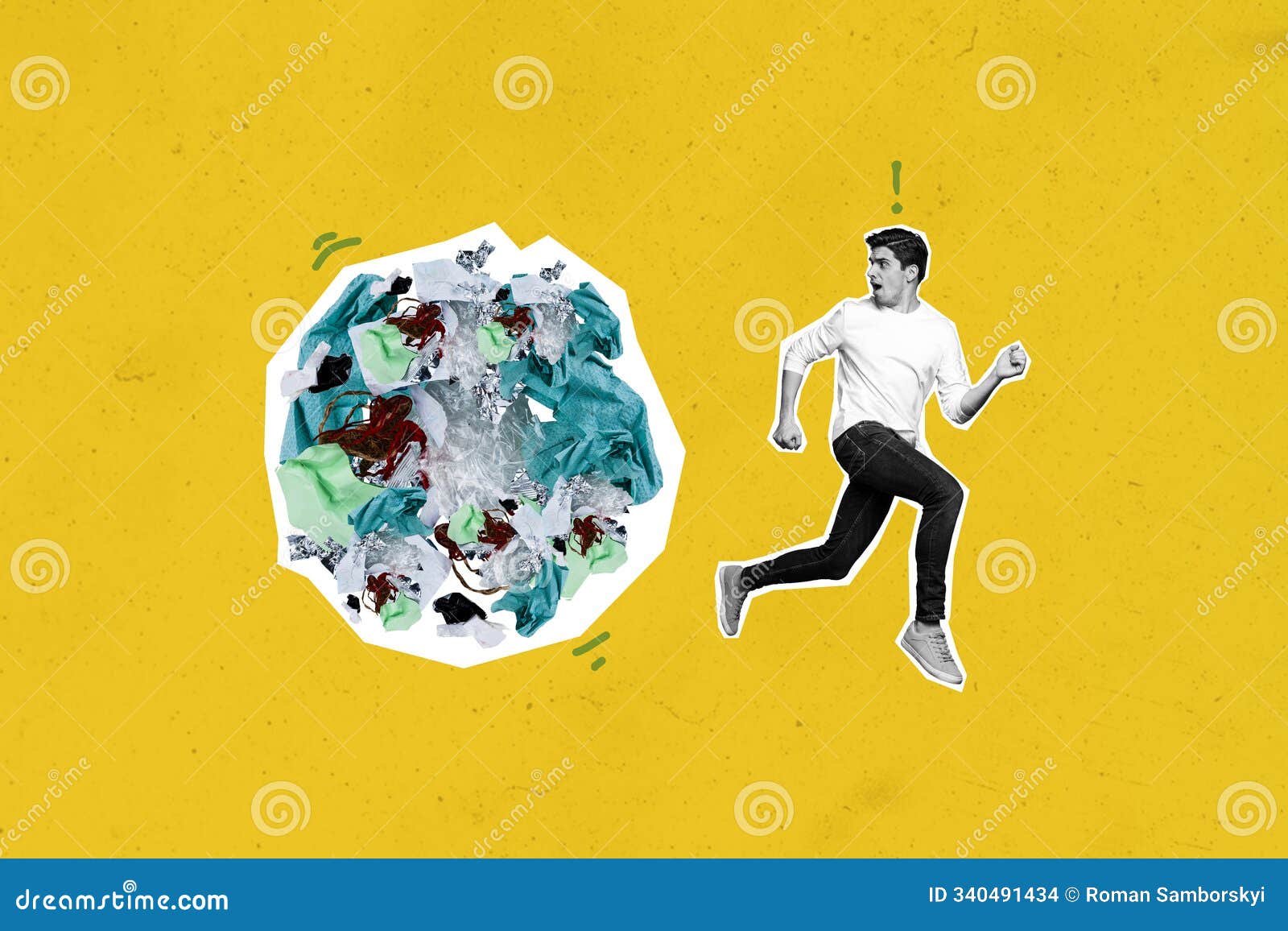 Garbage Circle. Different Types Of Garbage Around The Recycling Symbol ...