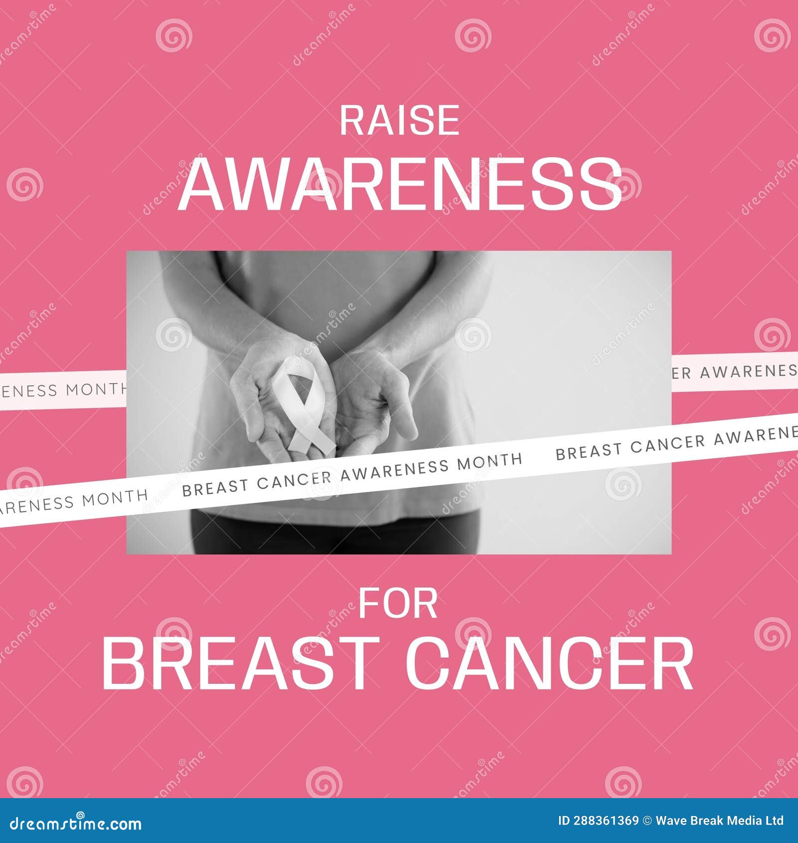 Composite Of Raise Awareness For Breast Cancer Text Over Caucasian