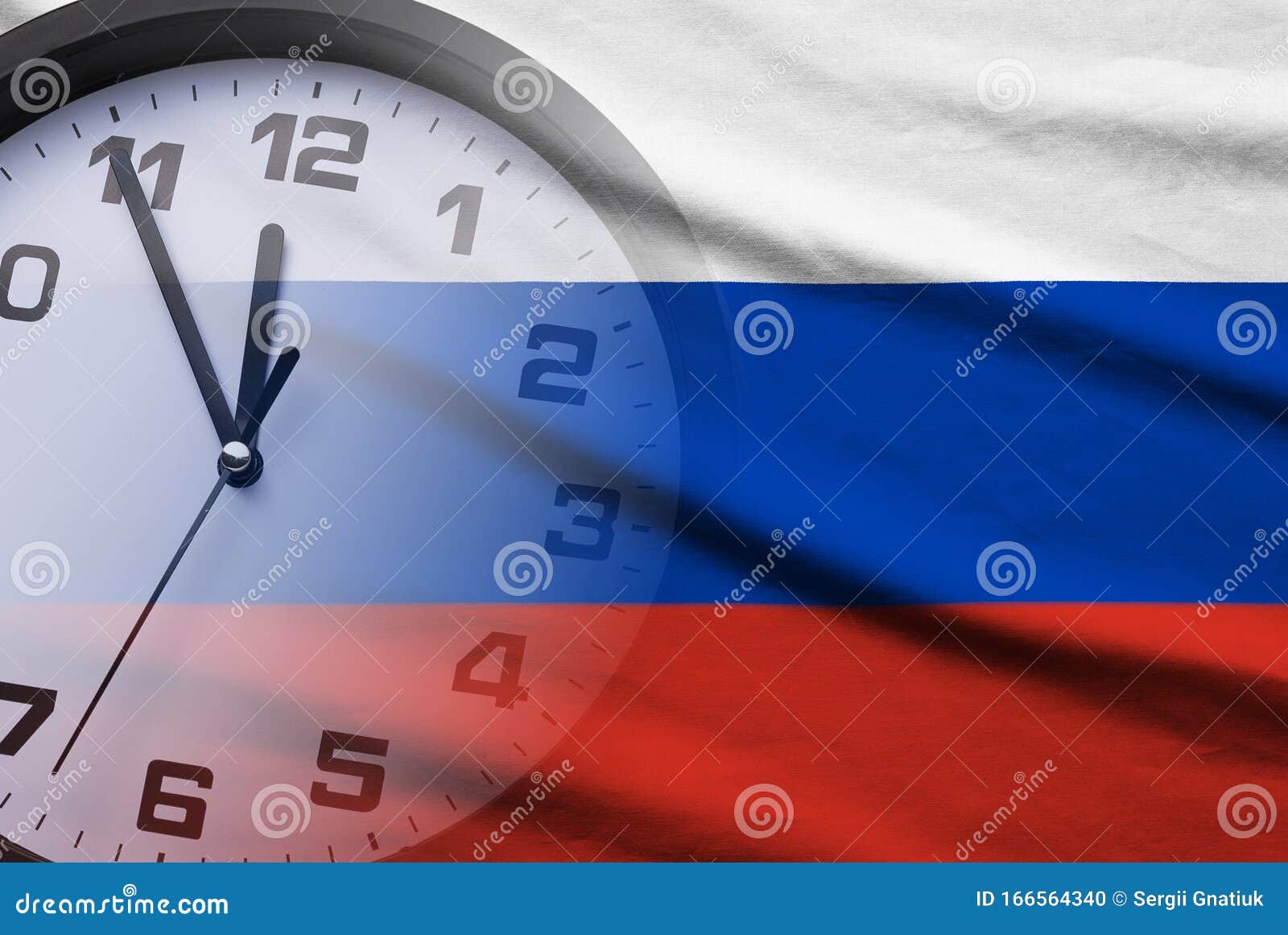 Composite of the Russian Flag and Clock Face Stock Photo - Image of ...