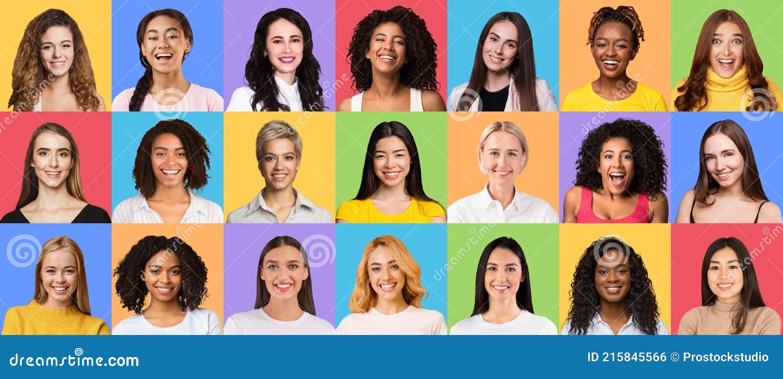 Composite Set of Smiling Diverse Multiracial Women Stock Photo - Image ...