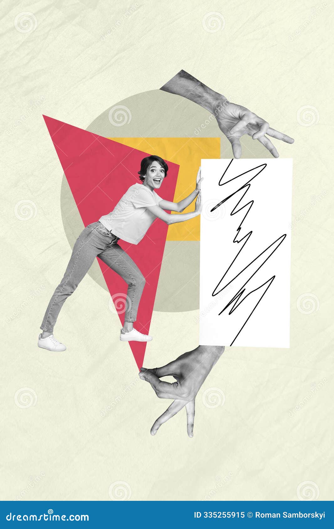 Composite Sketch Image Trend Artwork Photo Collage of Two Big Hand Hold ...