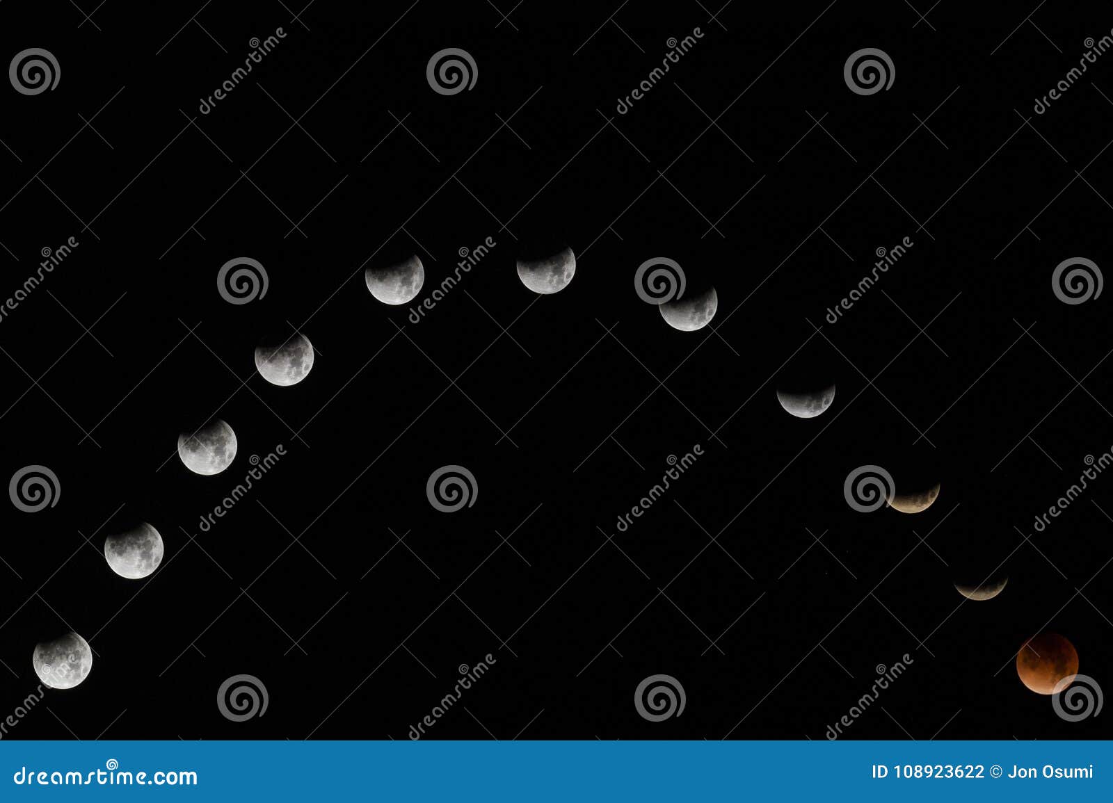Composite Stages of the Lunar Transformation Stock Photo - Image of ...