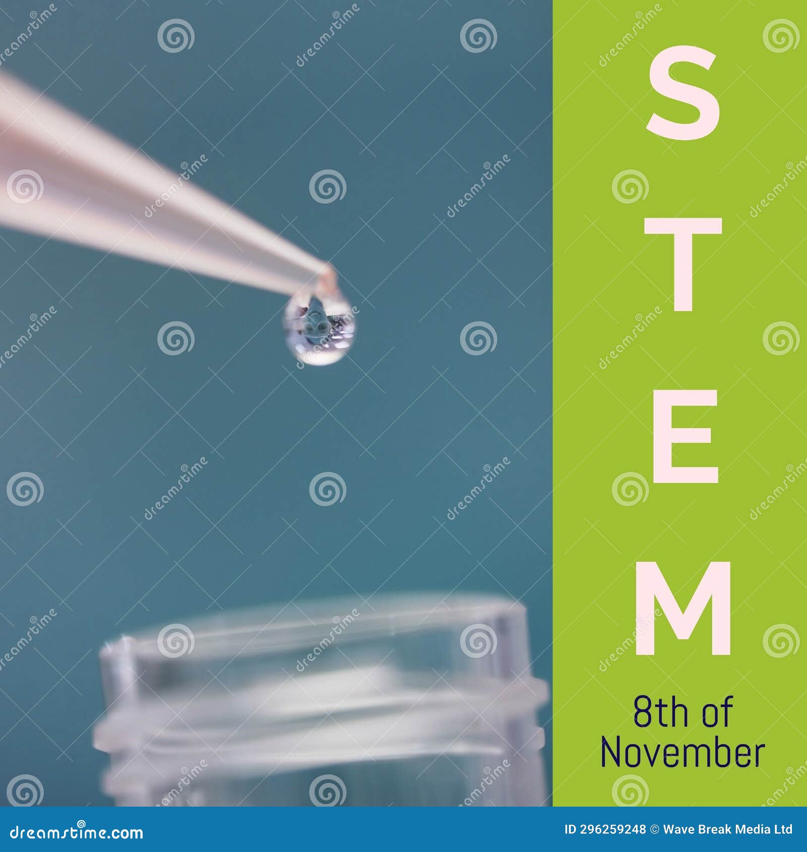 Composite of Stem and 8th of November Text with Liquid Pipetting in ...