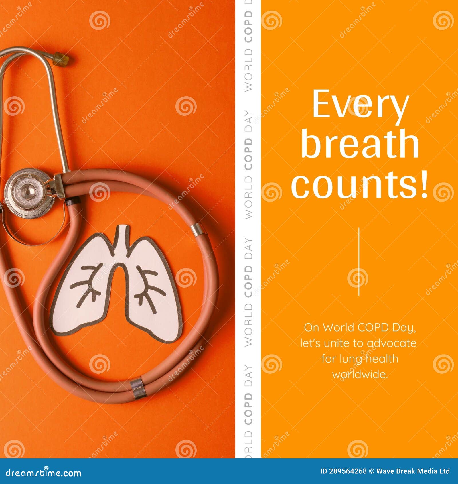 Composite of Stethoscope and Lungs Model with Every Breath Counts and World Copd Day Text Stock ...