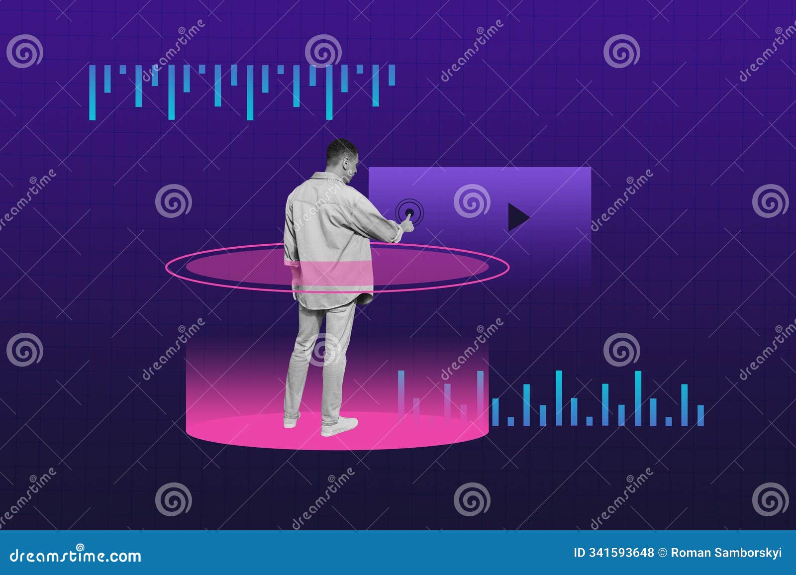 Composite Trend Artwork 3D Sketch Photo Collage of Cyberspace Virtual ...