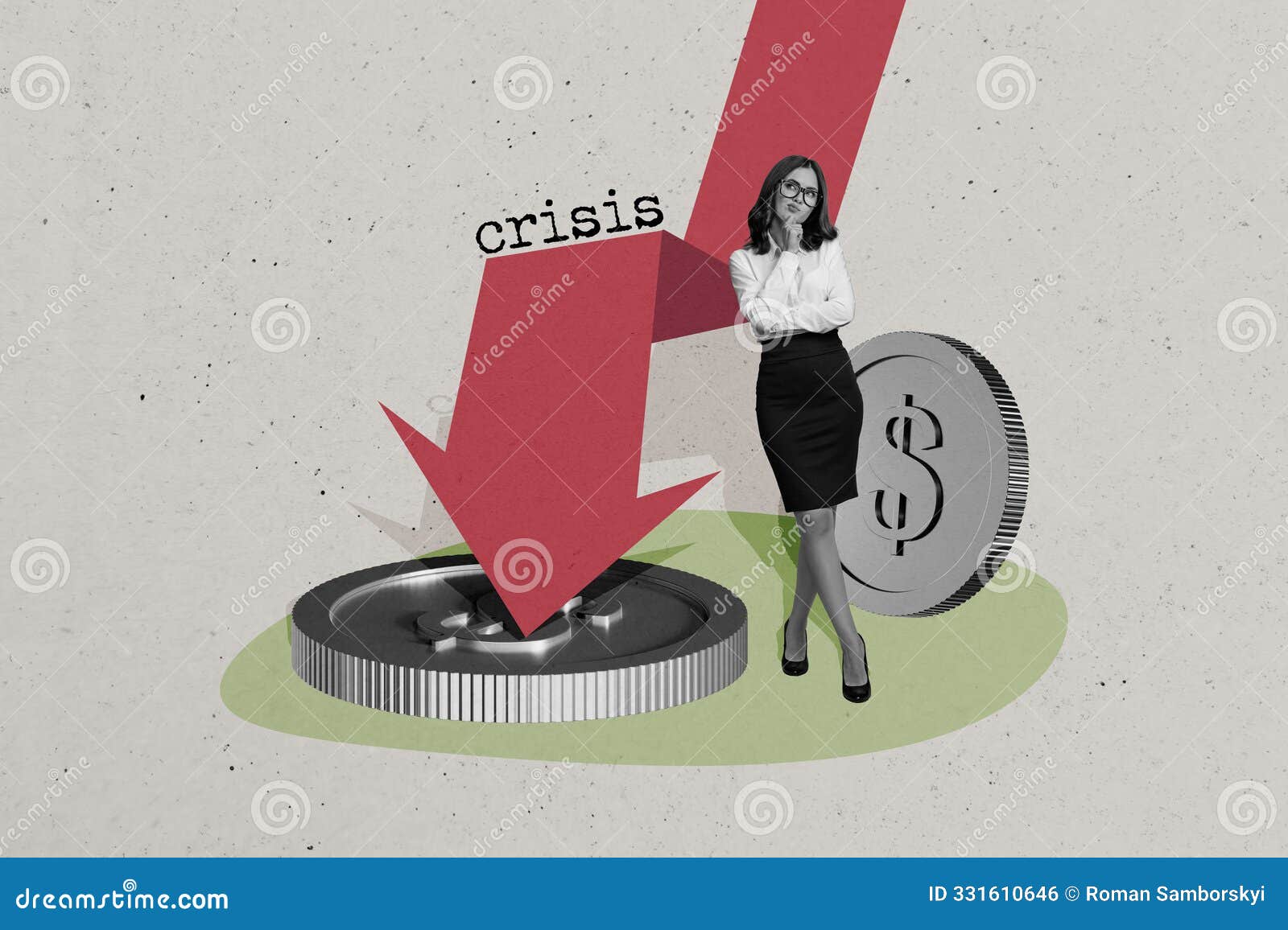 Composite Trend Artwork Photo Collage of Crisis Banner Decrease Loss ...