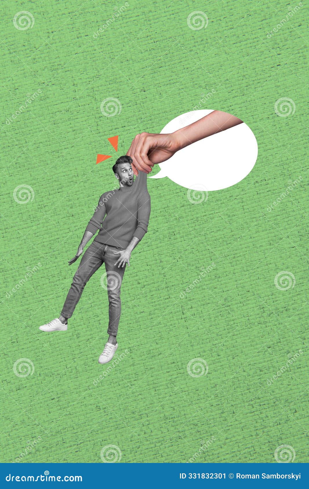 Composite Trend Artwork Sketch Image Collage of Monochrome Speech Cloud ...