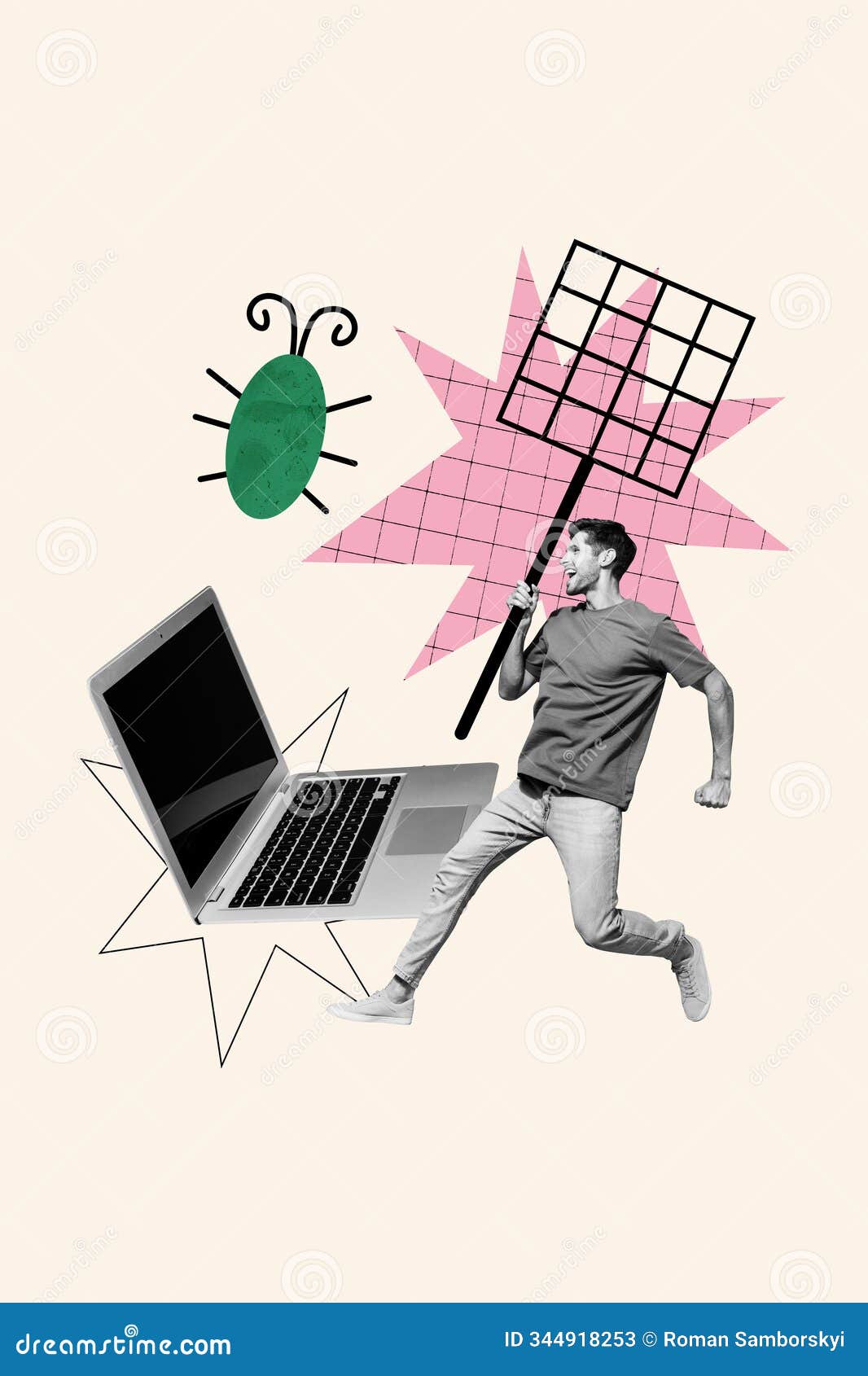 Composite Trend Artwork Sketch Image Photo Collage of Worker Young Guy ...