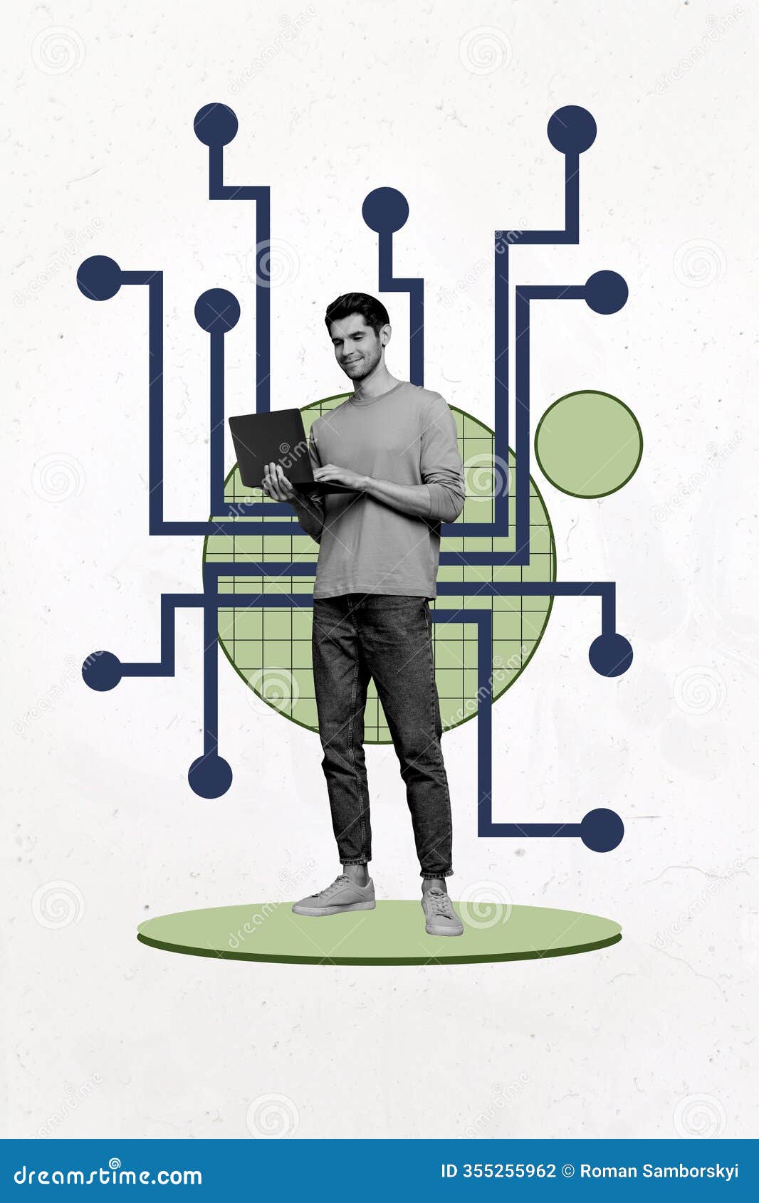 Composite Trend Artwork Sketch Image Photo Collage of Young Guy ...