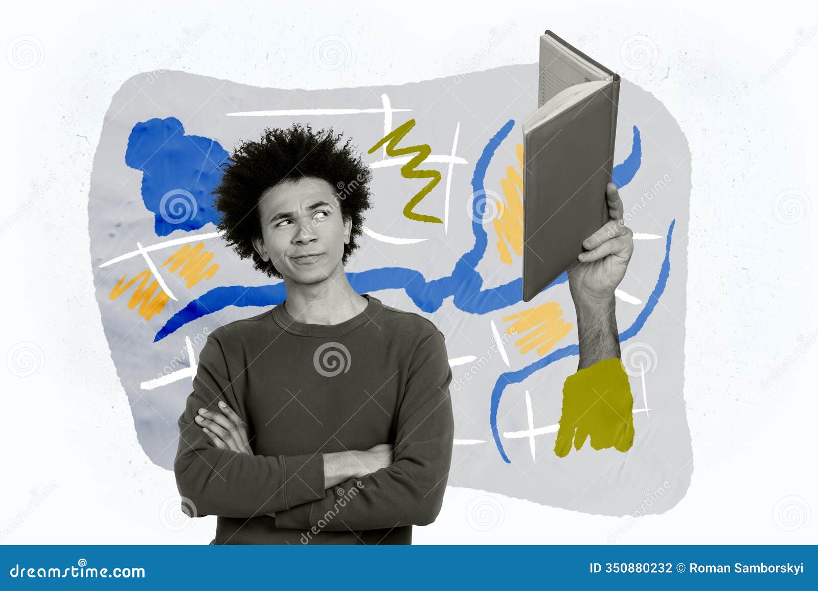 Composite Trend Artwork Sketch Image Photo Collage of Young Guy Student ...