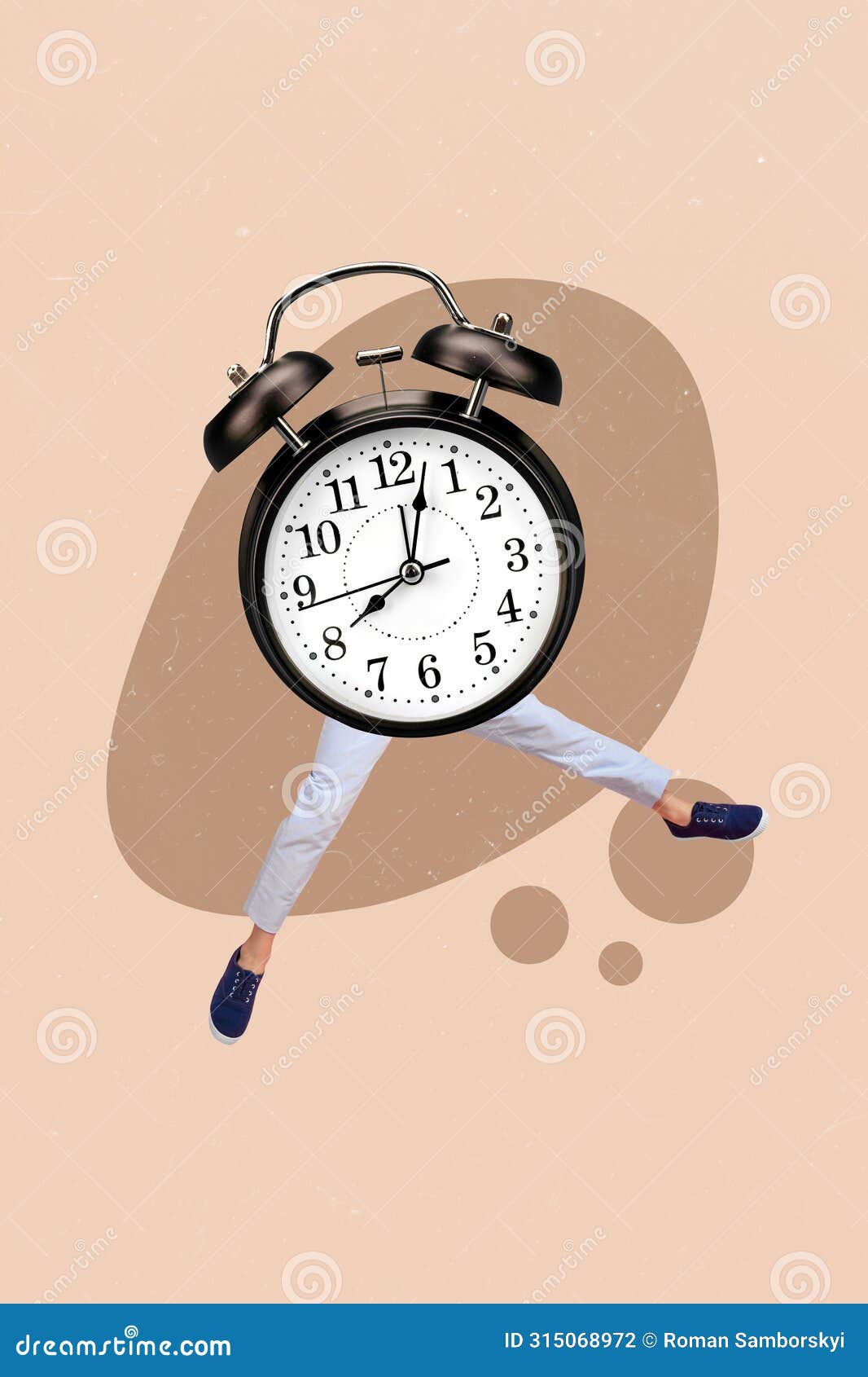 Composite Vertical Collage Image of Bell Ring Alarm Clock Jump Mini ...