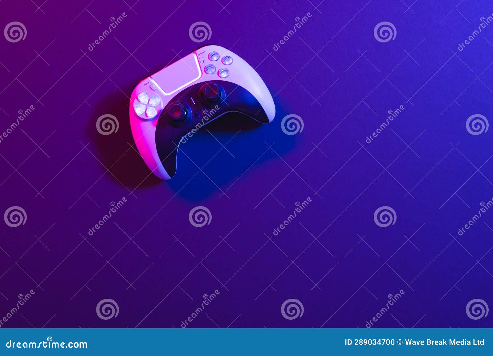 Composite of Video Game Pad and Copy Space on Neon Background Stock ...