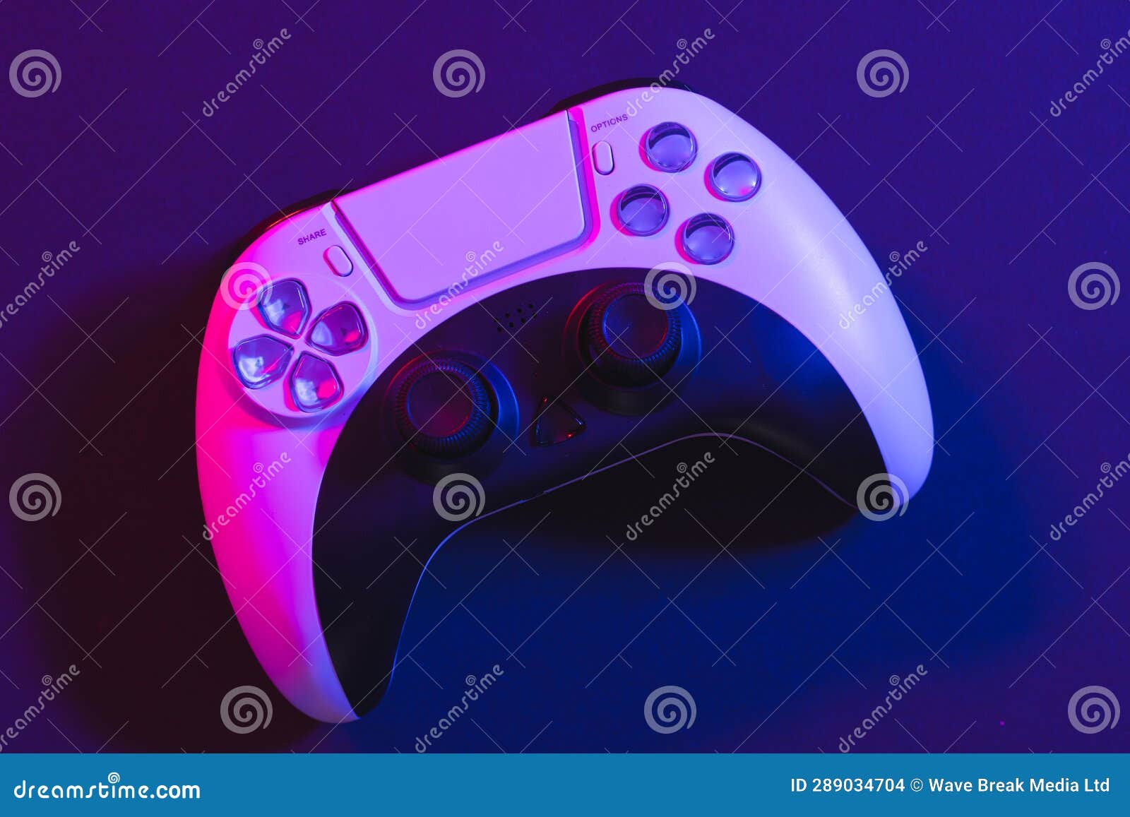Composite Of Video Game Pad And Copy Space On Neon Background Royalty ...