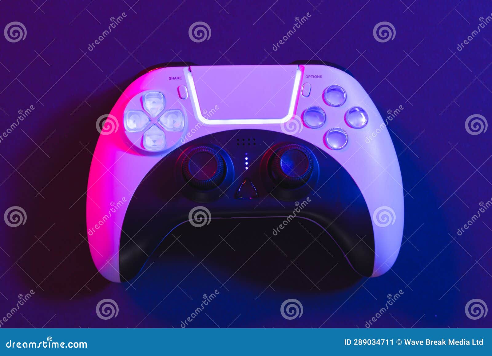 Composite of Video Game Pad and Copy Space on Neon Background Stock ...