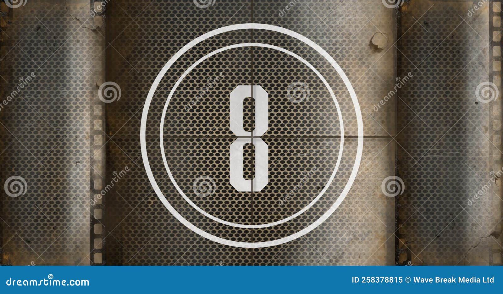 Composite of White Colored Number 8 Text in Circles Over Rusty Metallic ...