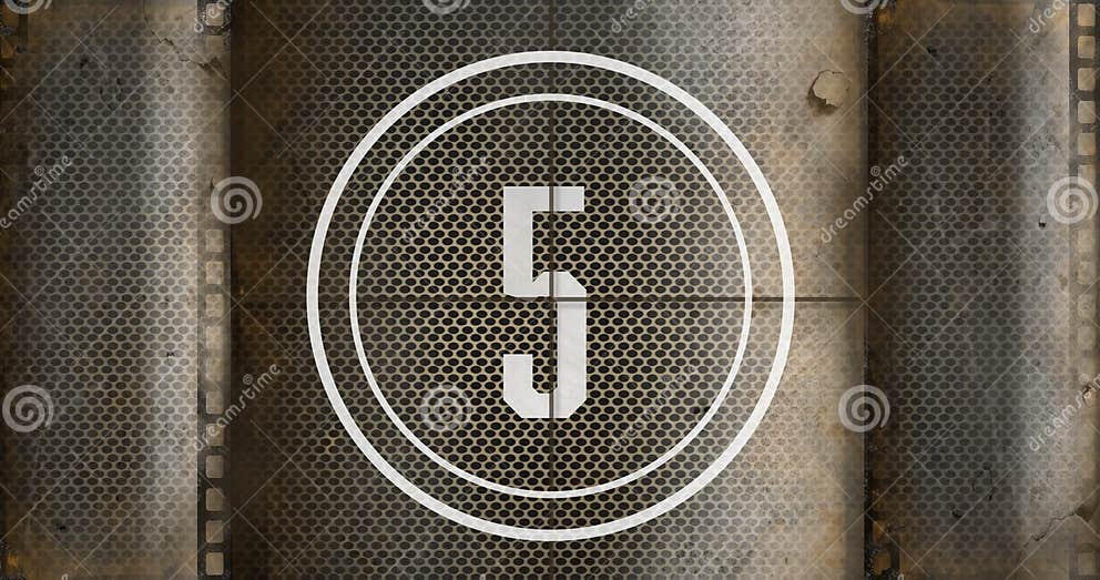 Composite of White Colored Number 5 Text in Circles Over Rusty Metallic ...