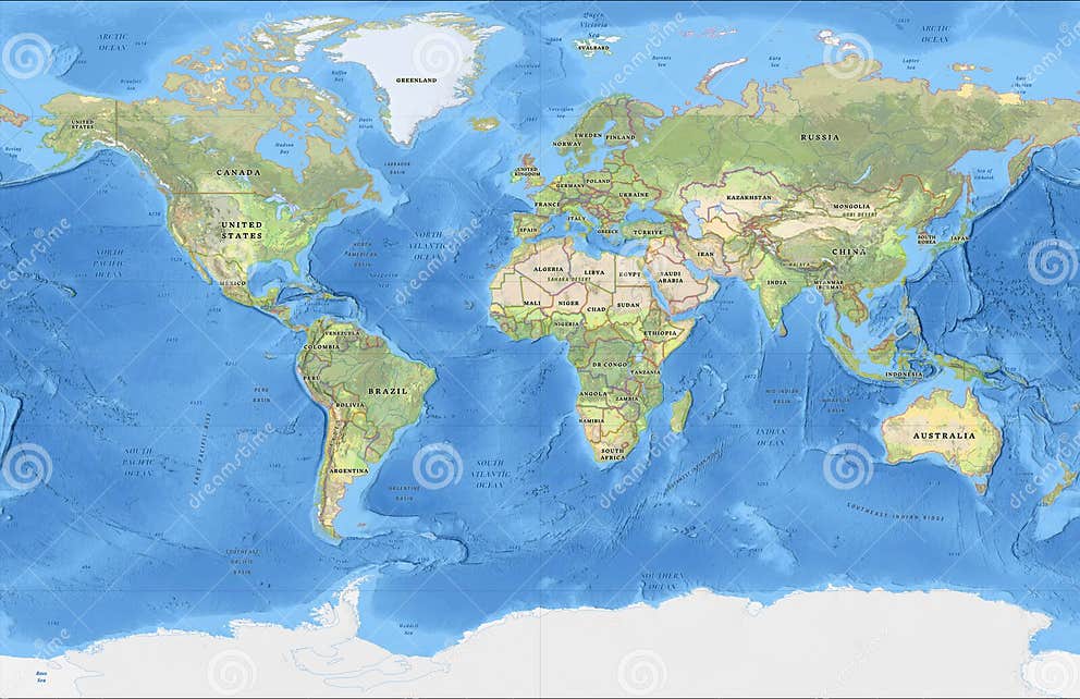 Composite World Map stock image. Image of terrain, screenshot - 308064087