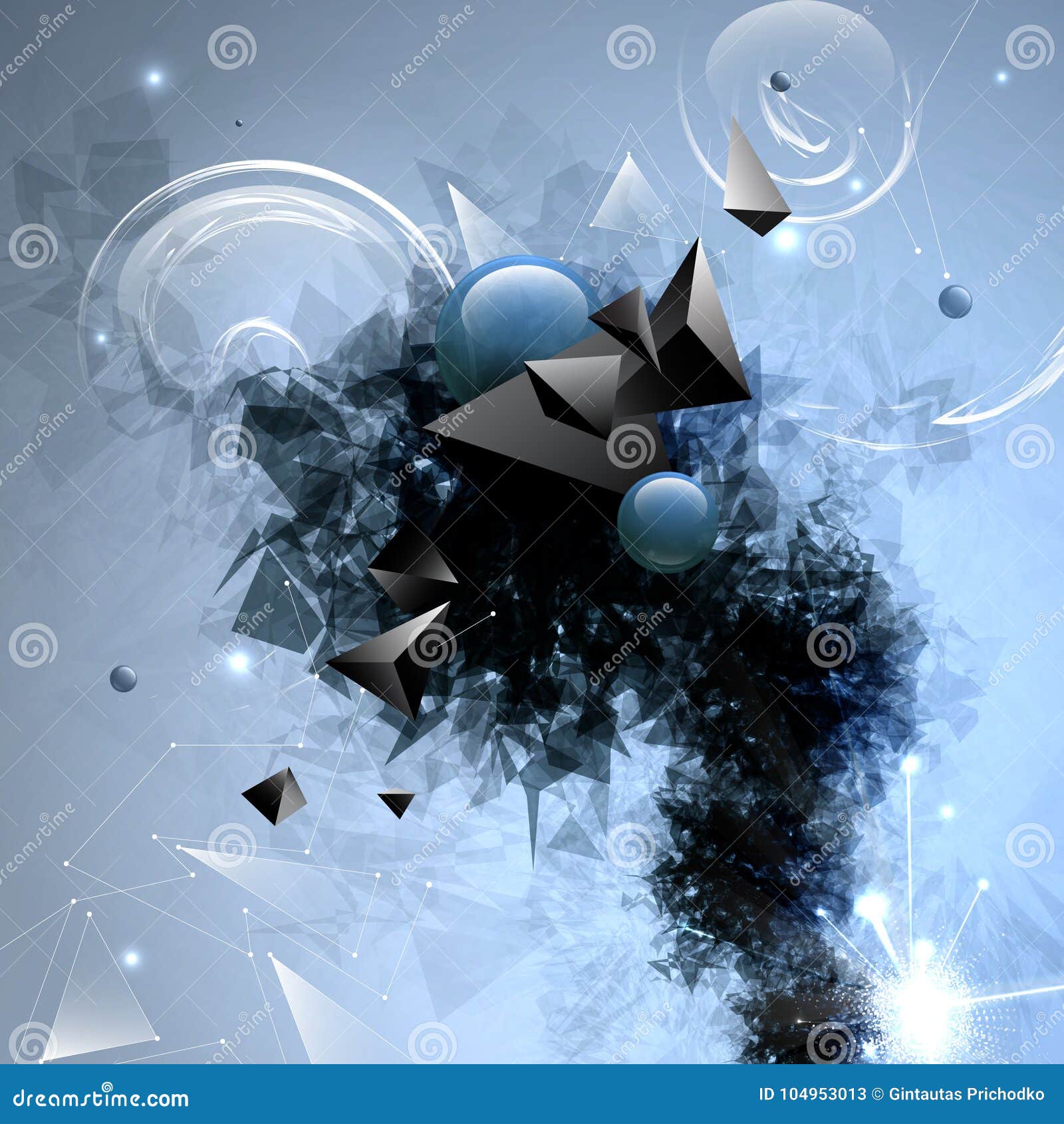 Composition of Abstract Geometric Shapes and Black Smoke Stock Vector ...