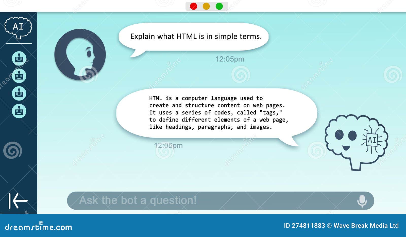 Composition of Ai Chat Icons and Speech Bubbles with Text on Blue ...