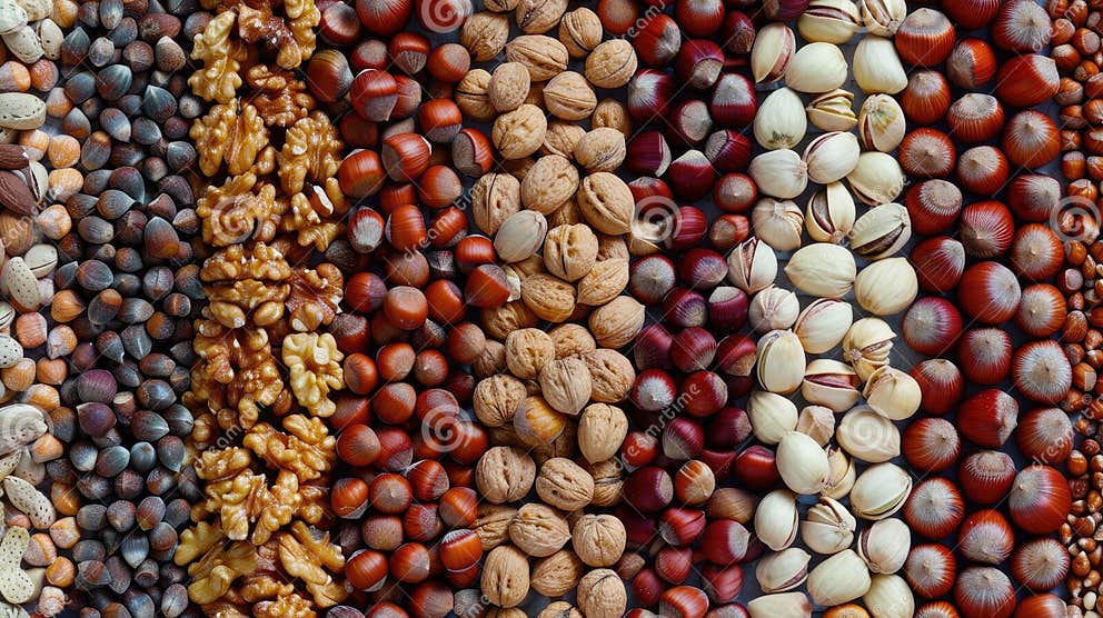 Composition of All Kinds of Shelled Nut Kernels Stock Illustration ...