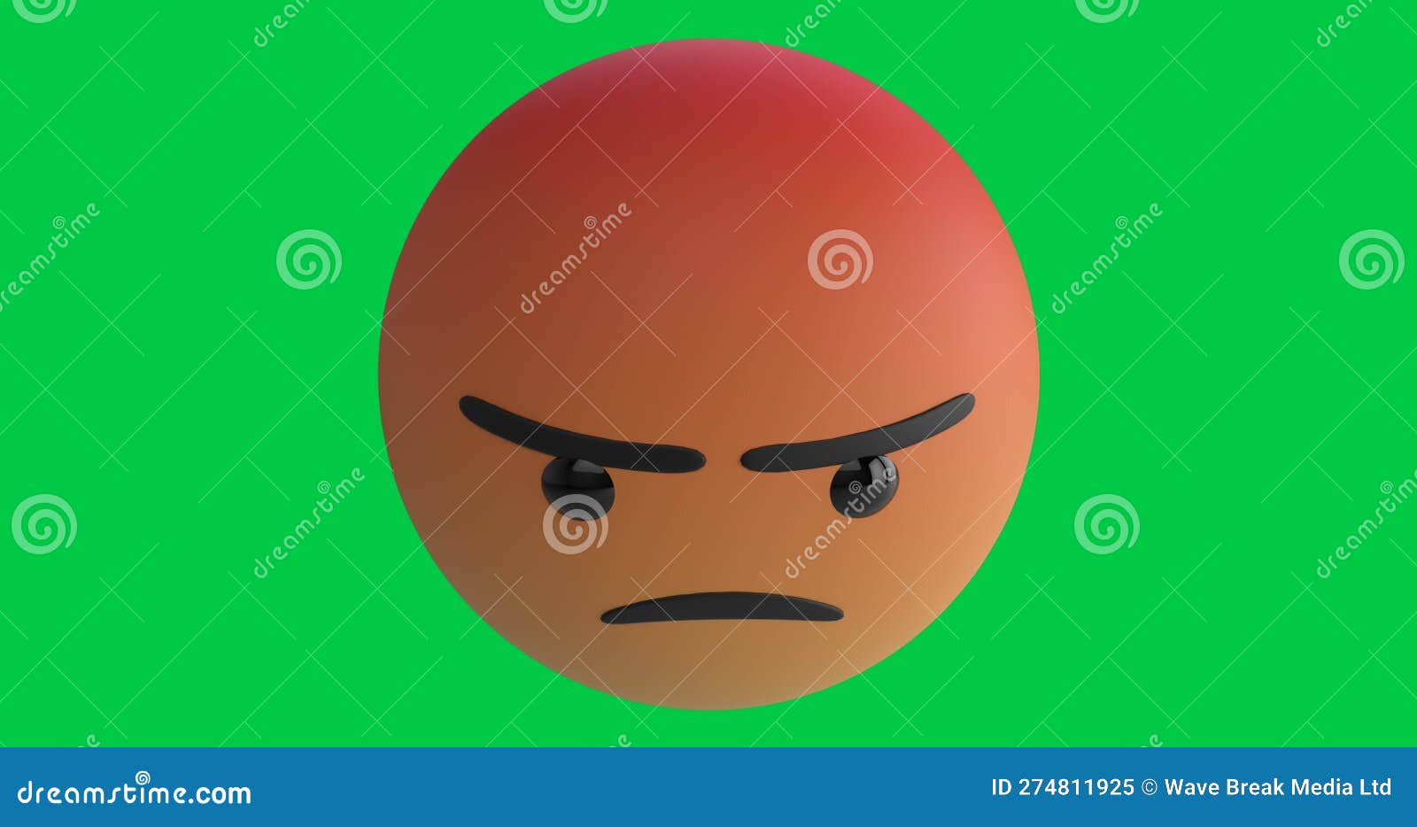 Composition of Angry Emoji Icon on Green Background Stock Illustration ...
