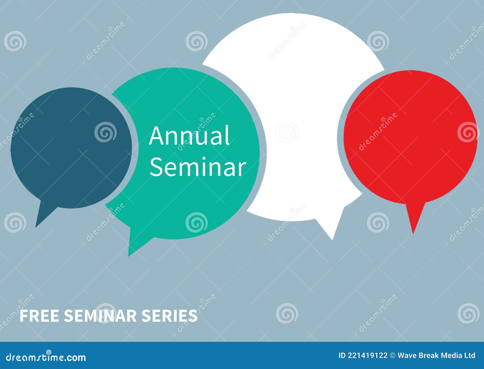 Composition of Annual Seminar Text with Blue, Green, Red and White ...