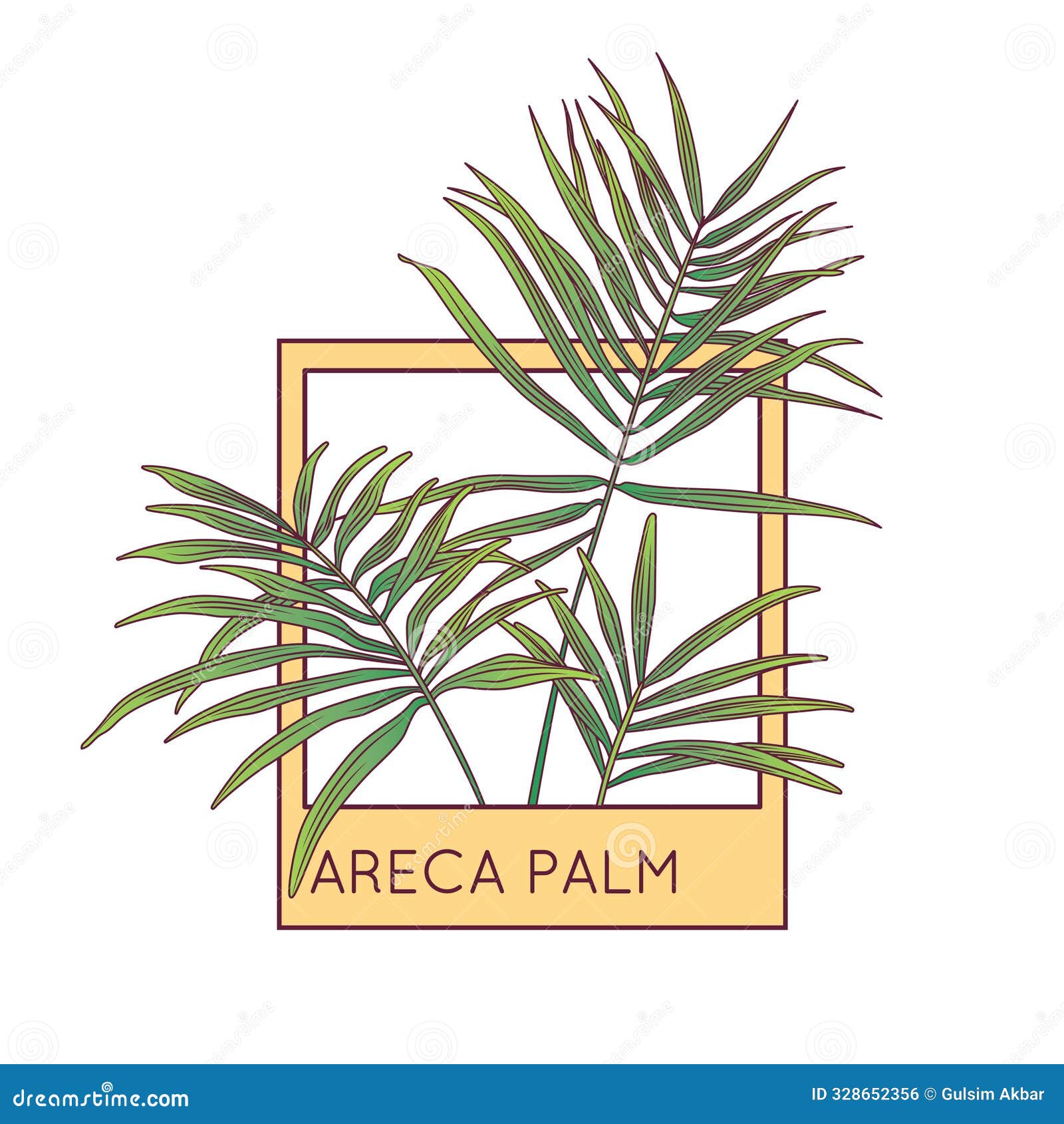 Areca Palm Leaf. Ink Black And White Doodle Drawing Vector Illustration ...