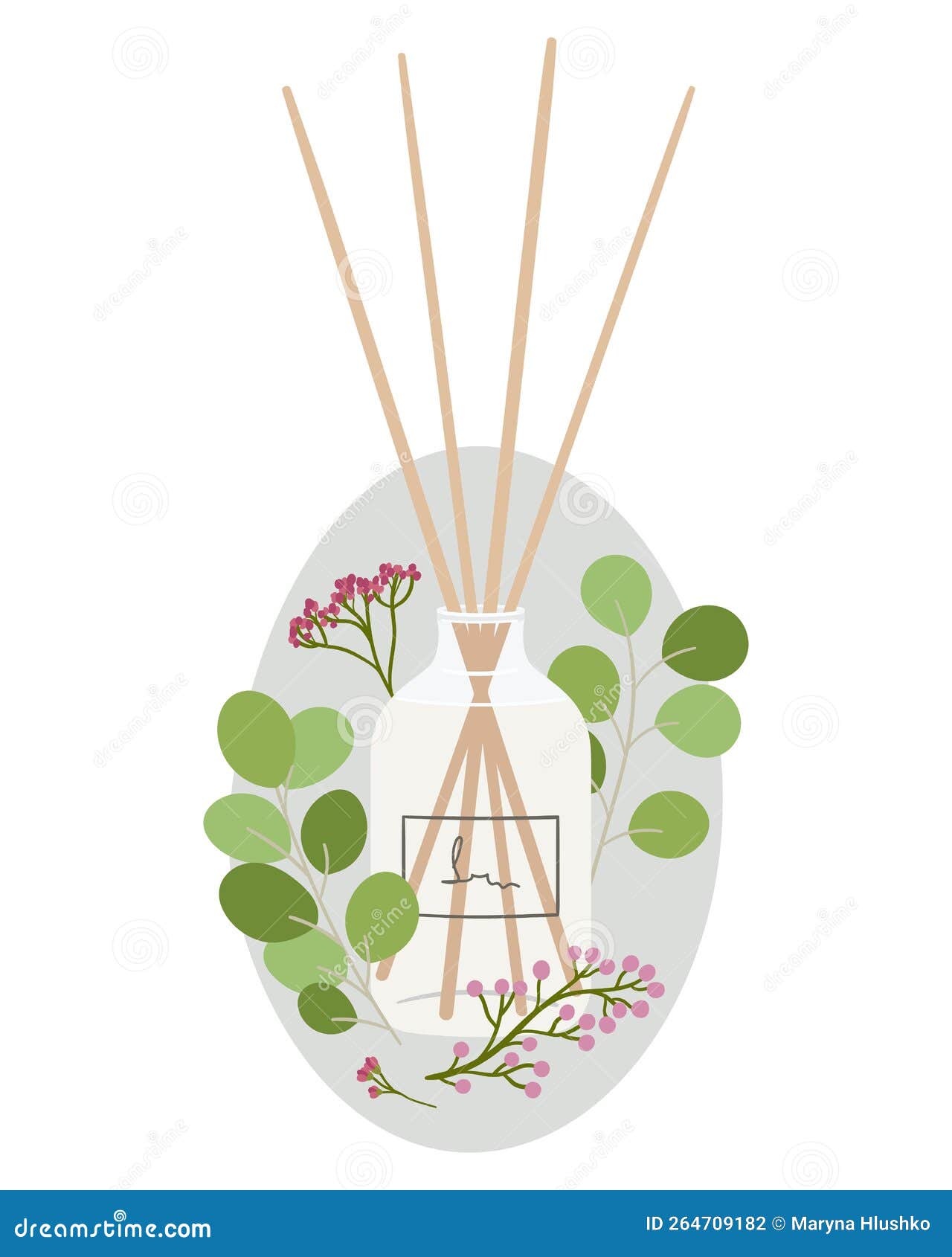 Composition with Aroma Diffusor with Abstract Shape, Greenery, Flower ...