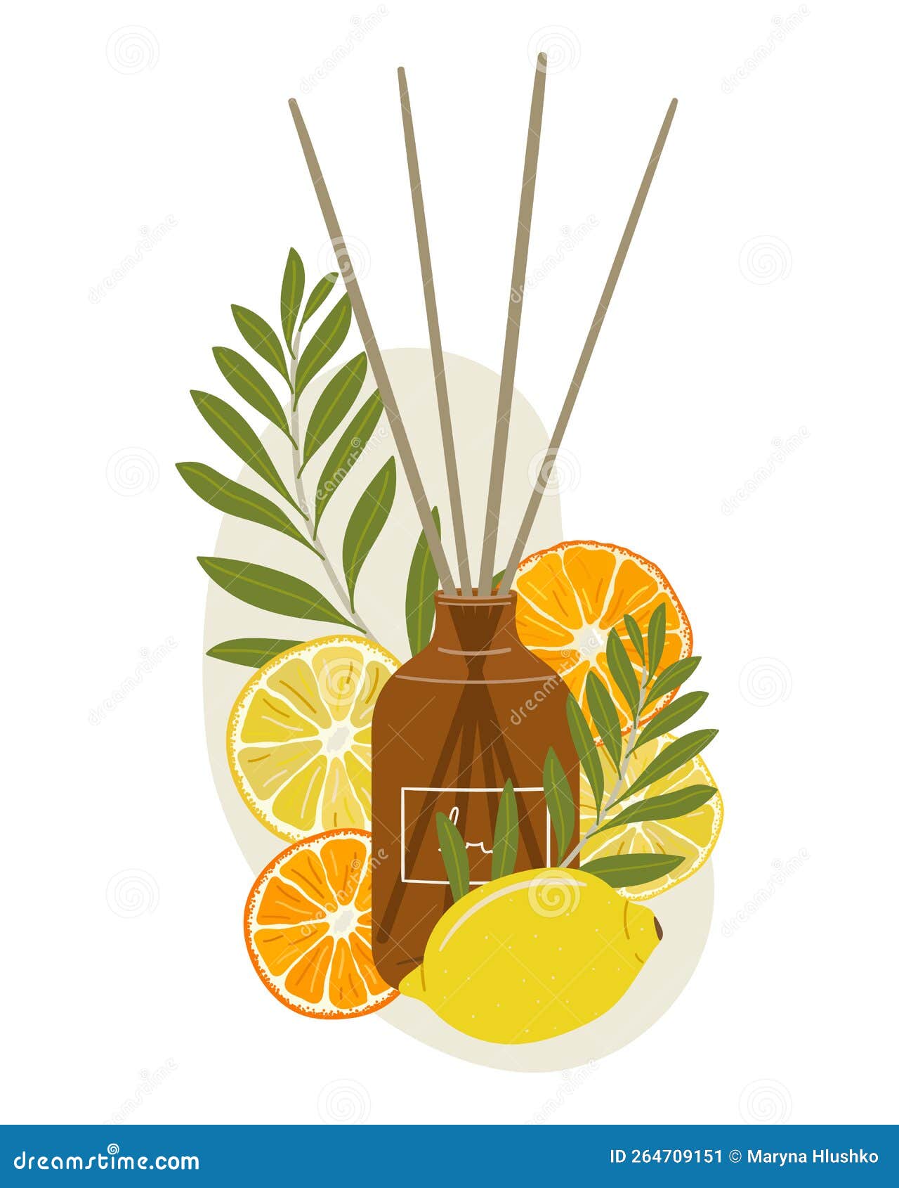 Composition with Aroma Diffusor with Abstract Shape and Greenery ...