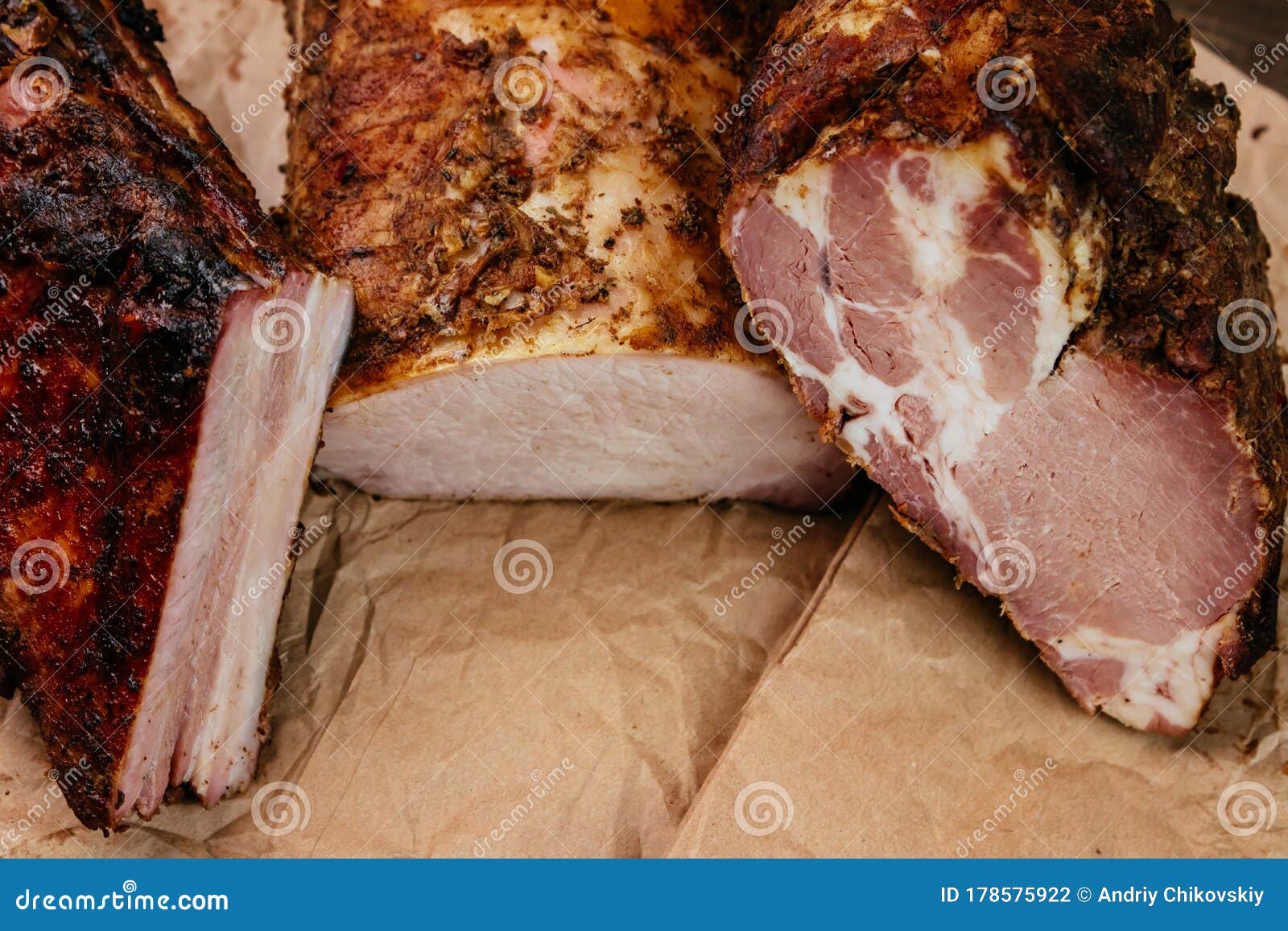 Composition of Aromatic, Smoked Cold Cuts Stock Photo - Image of ...
