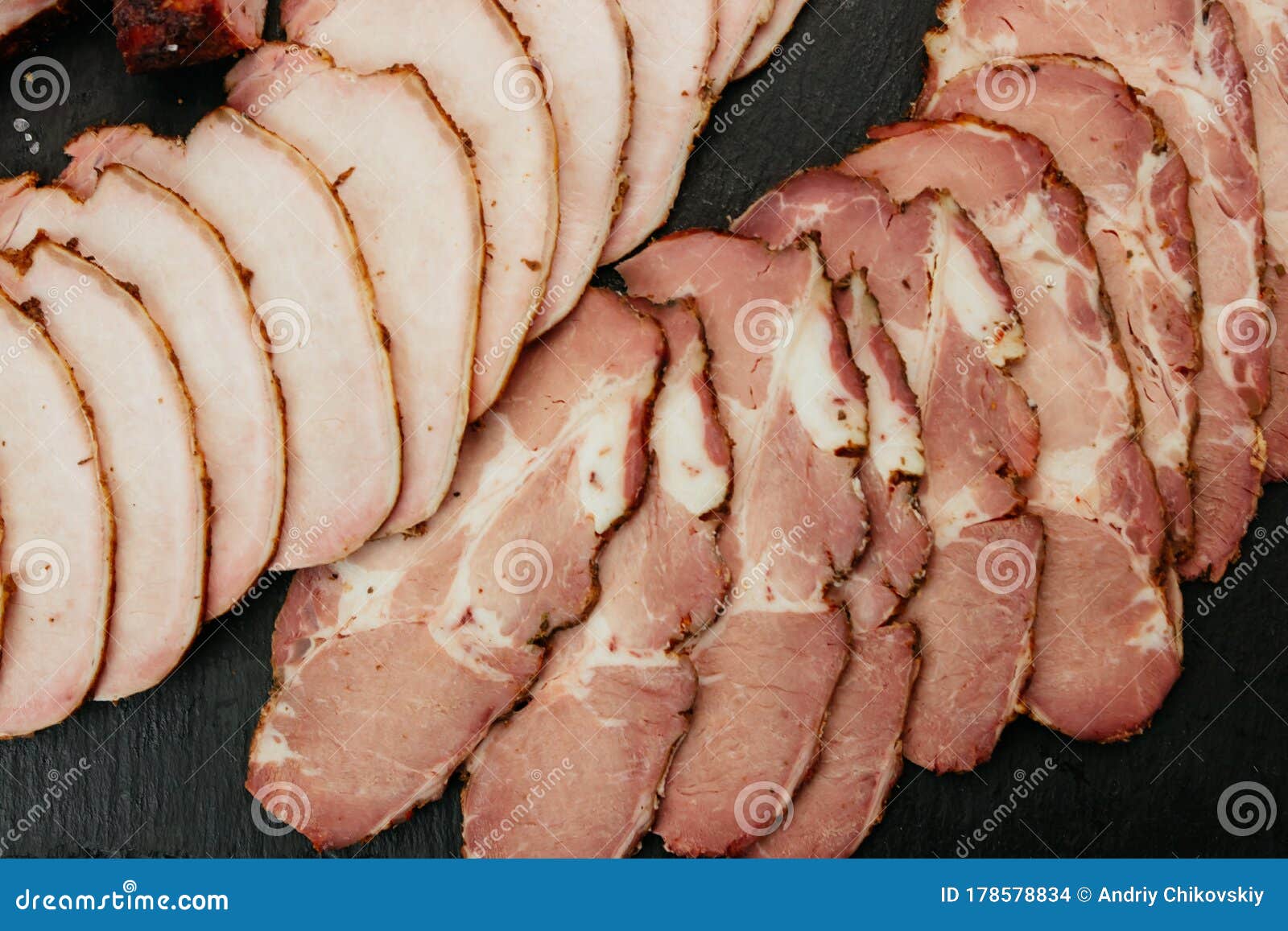 Composition of Aromatic, Smoked Cold Cuts Stock Photo - Image of bacon ...