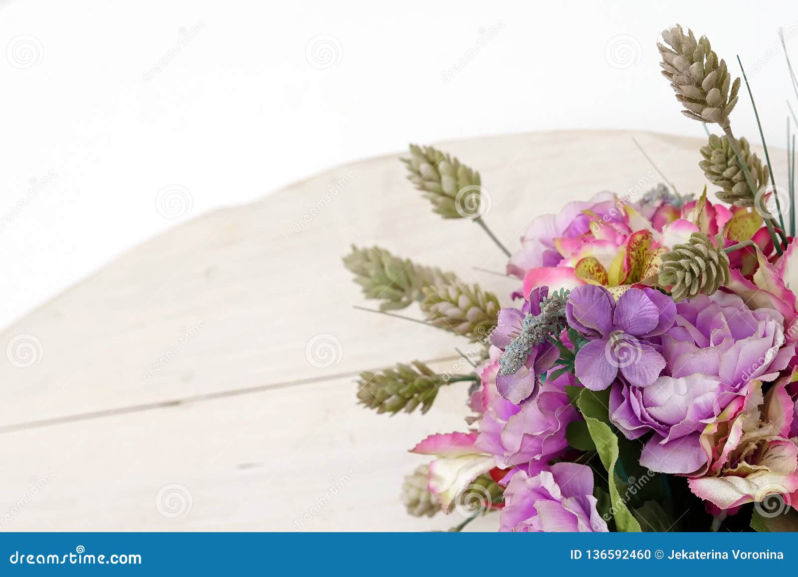 Composition of Artificial Flowers on a White Background, Isolated Stock ...